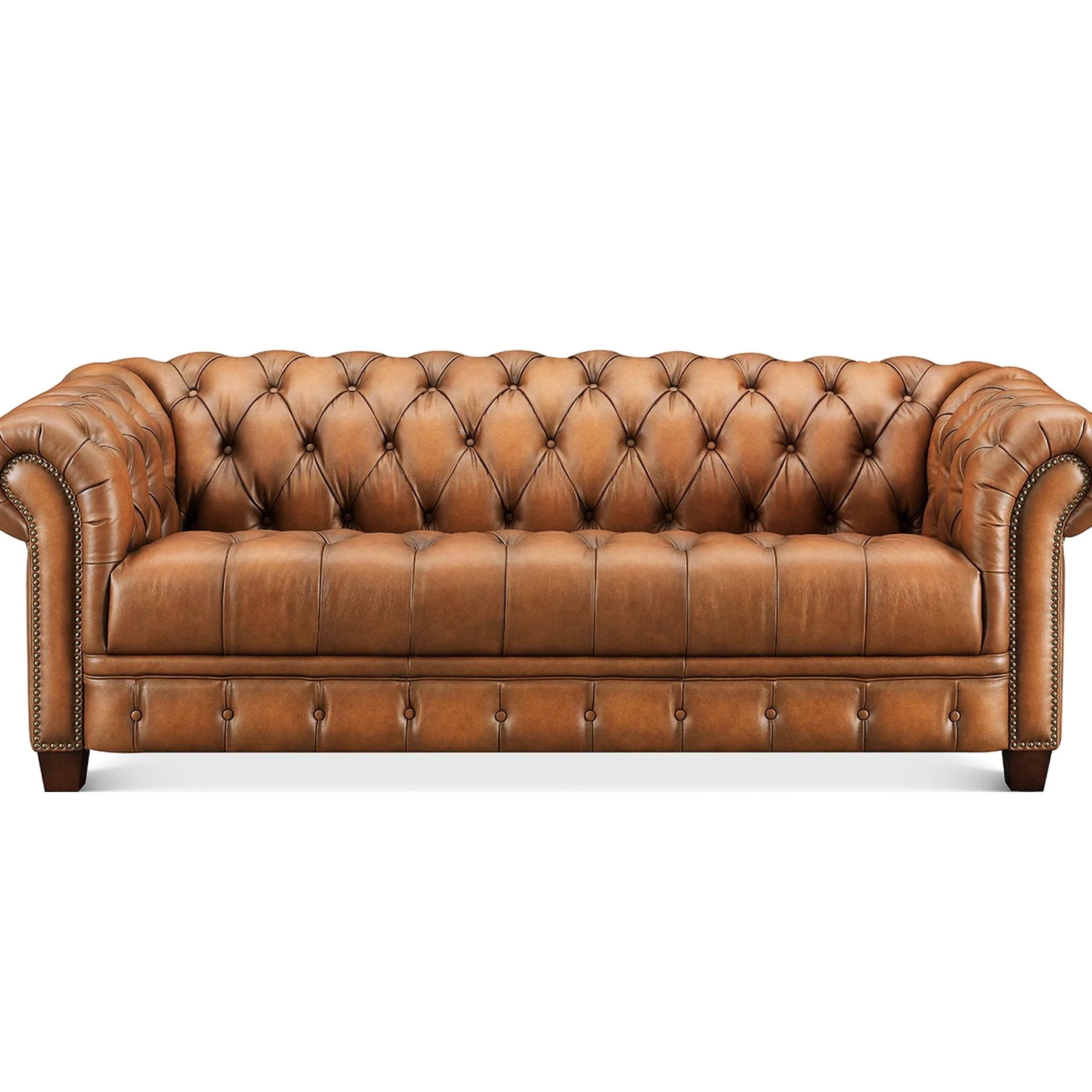 Split-grain Leather Sides and Back - 3-Seat Sofa with Streamlined ...