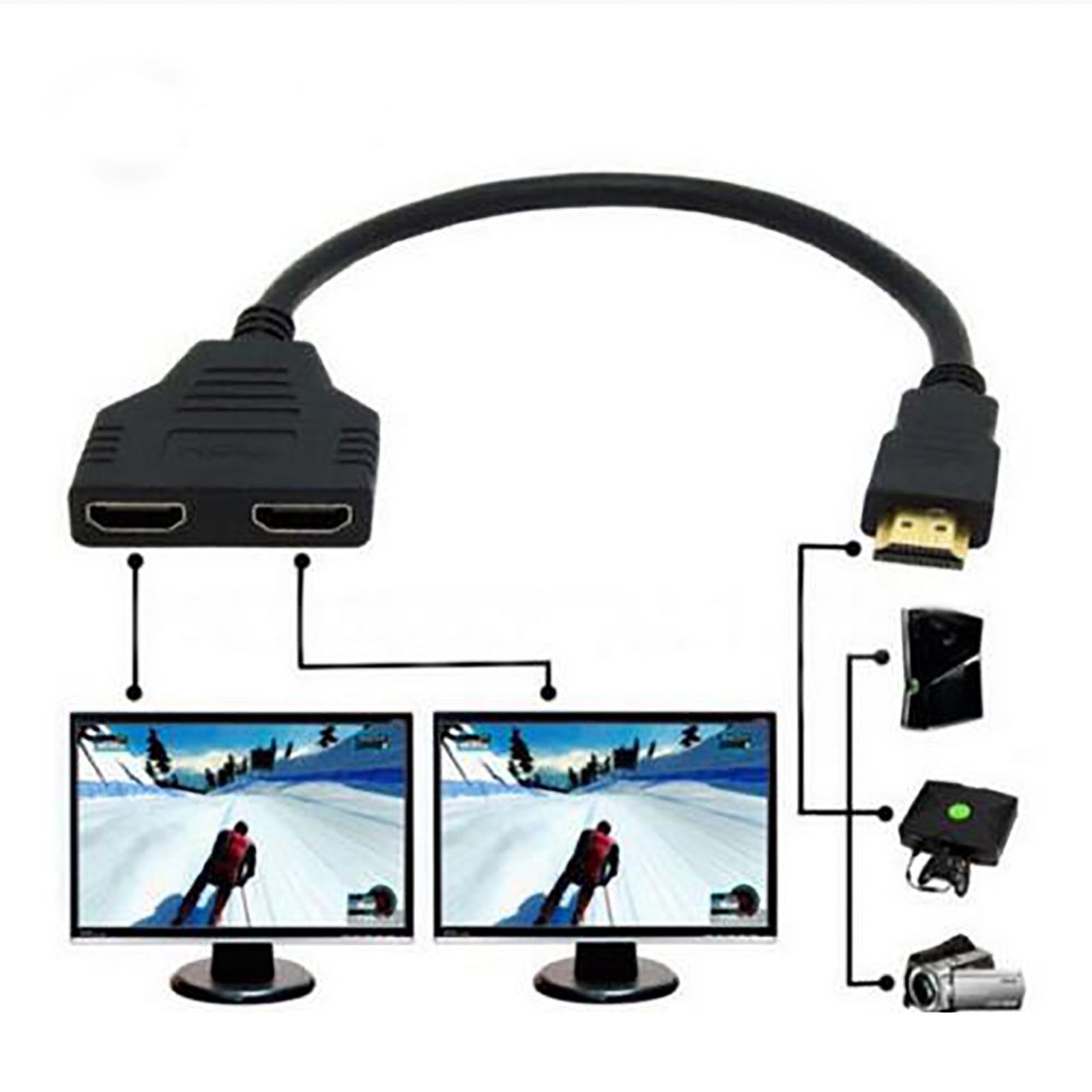 Splitter Cable,1 Male to 2 Female Cable for HD, LED, LCD, TV, Support ...