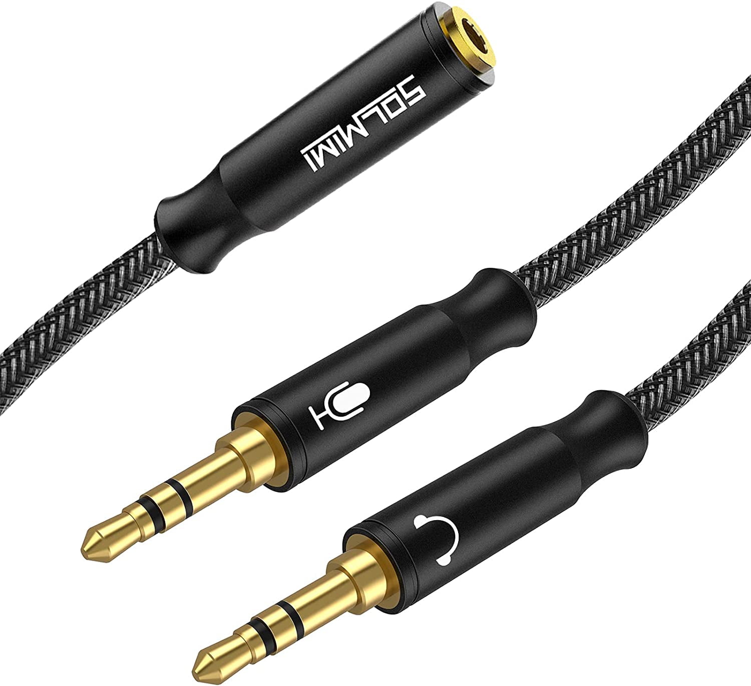 Splitter Cable for PC Crystal-Nylon Braid 3.5mm Female to Dual 3.5mm ...