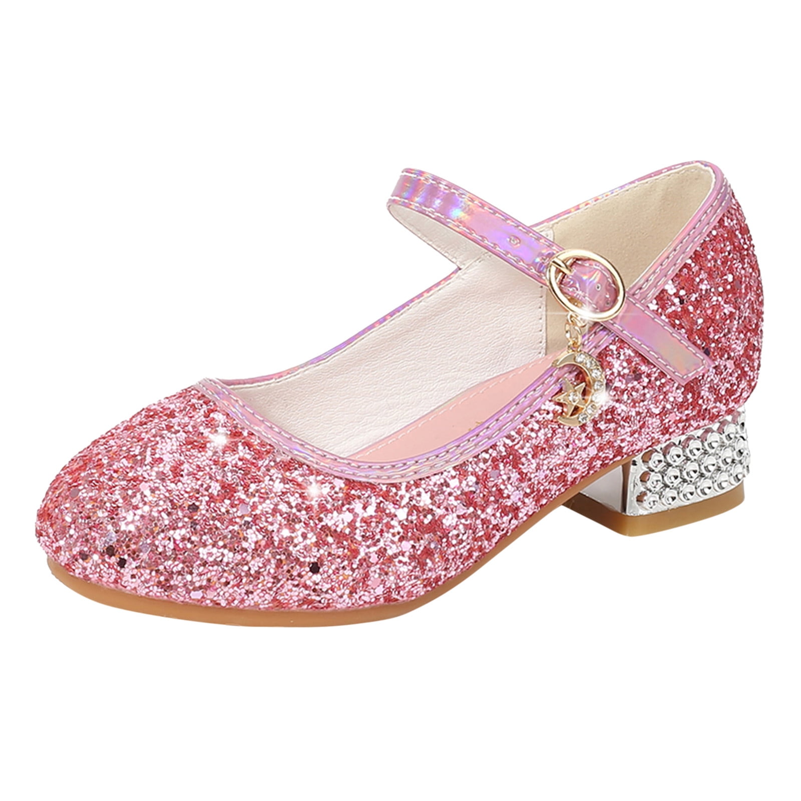 Splozh Girl's Dress Shoes Glitter Rhinestone Bow Accent Mary Jane Kids ...