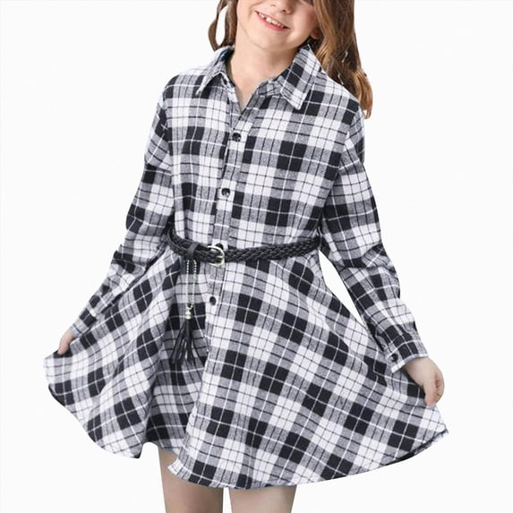 Splozh Girls Christmas Dress Fashion Cute Girls Casual Belt Long Sleeve ...