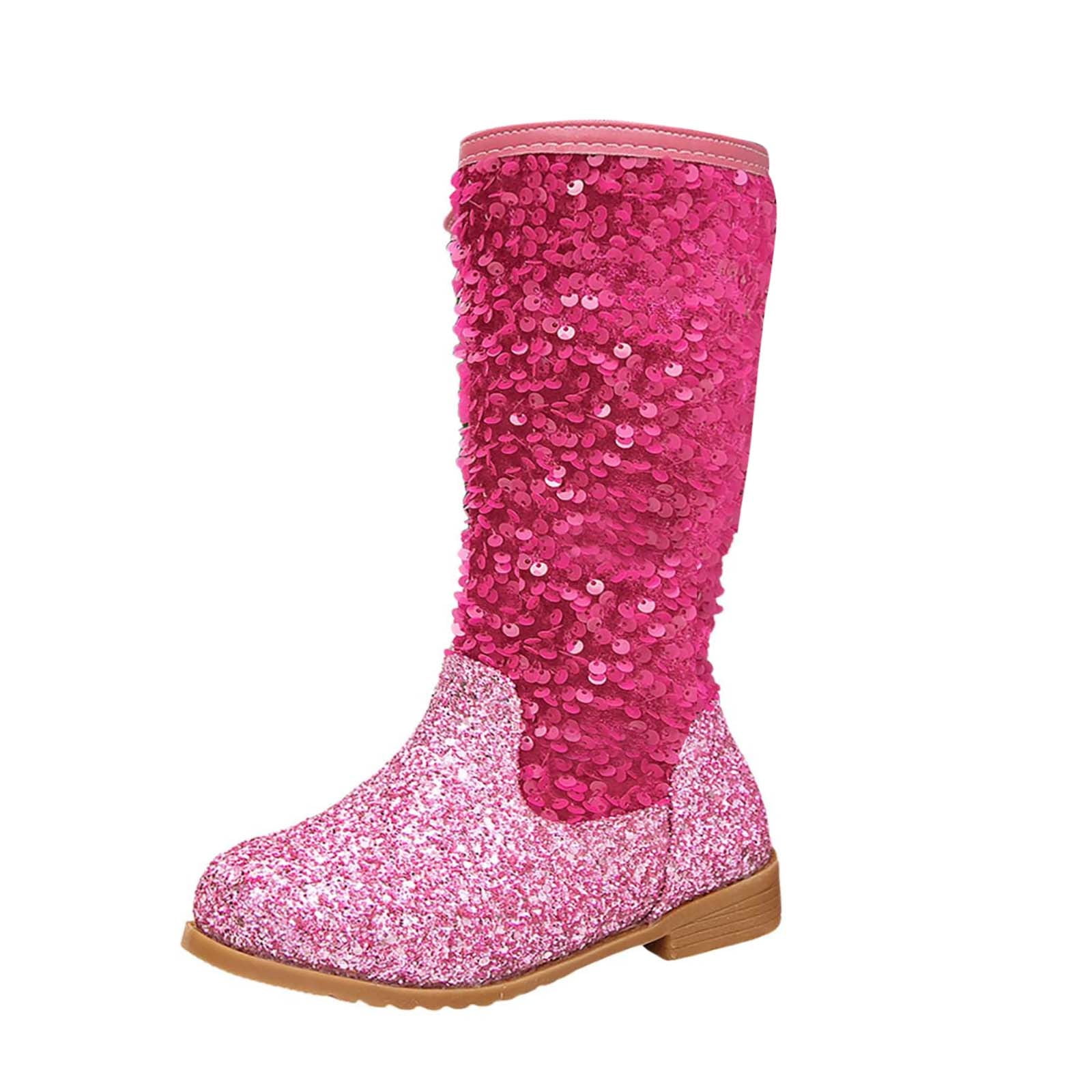 Splozh Girls Cowgirl Boots Unisex-Child Mid Calf Glitter Toddler Cowboy ...