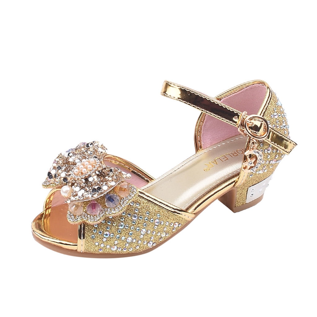 Splozh Girls Dress Shoes Princess Crystal High Heels Closed Toe Party ...