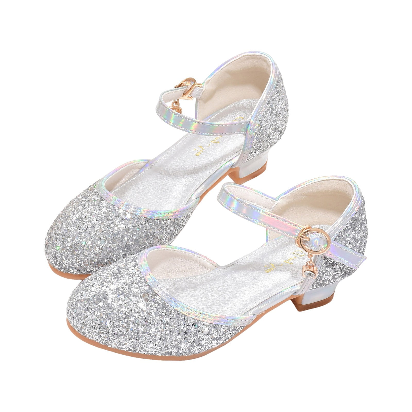 Splozh Girls Dress Shoes Princess Crystal High Heels Closed Toe Party ...