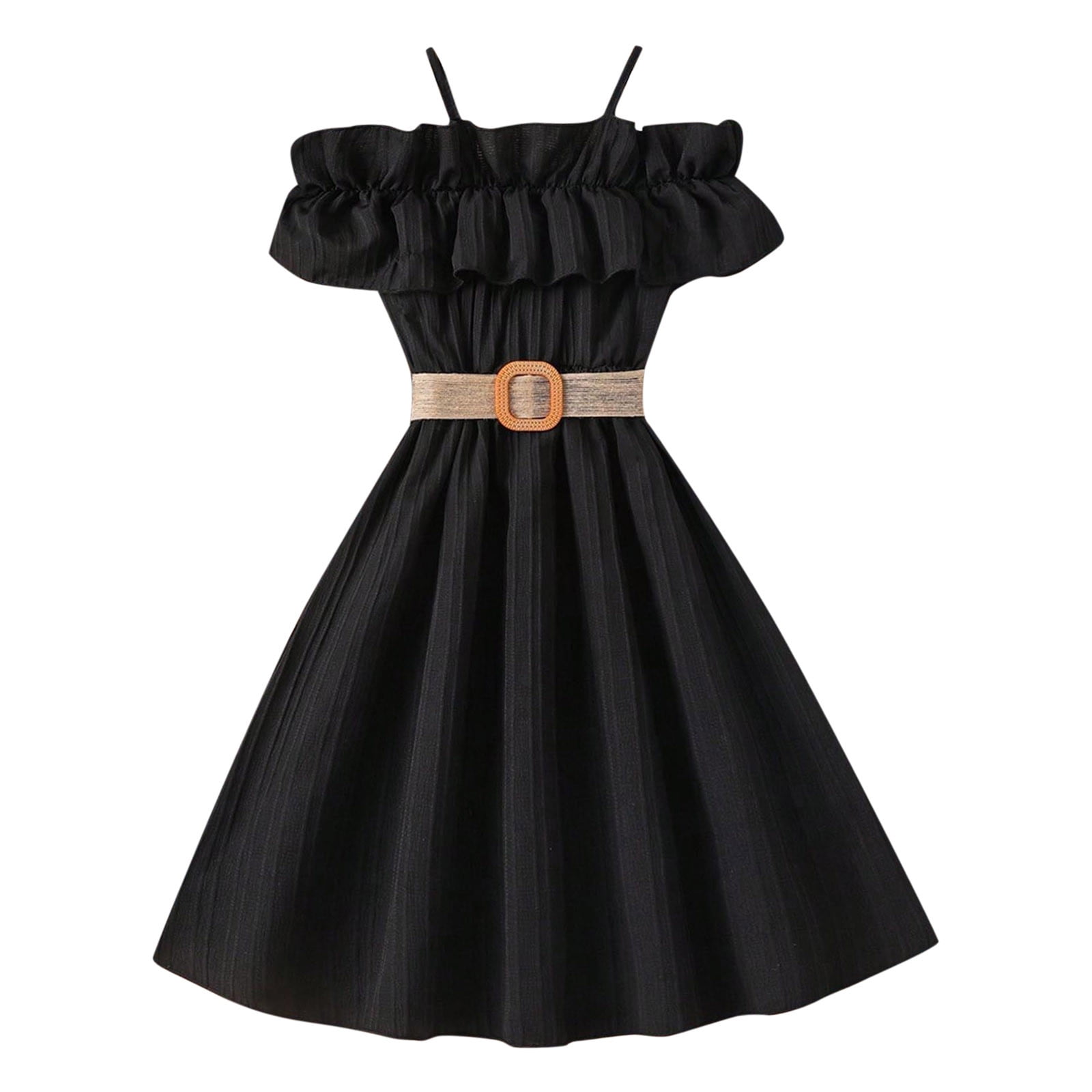 Splozh Girls Summer Dress Off Shoulder Flutter Sleeve Midi Swing ...