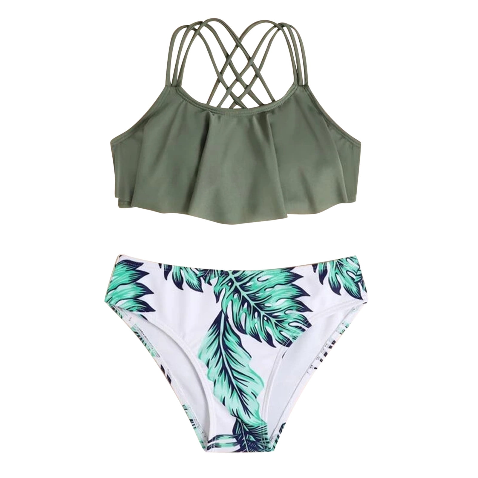 Splozh Girls Swimsuit for Girls Bathing Suit 2 Piece Floral Tropical ...