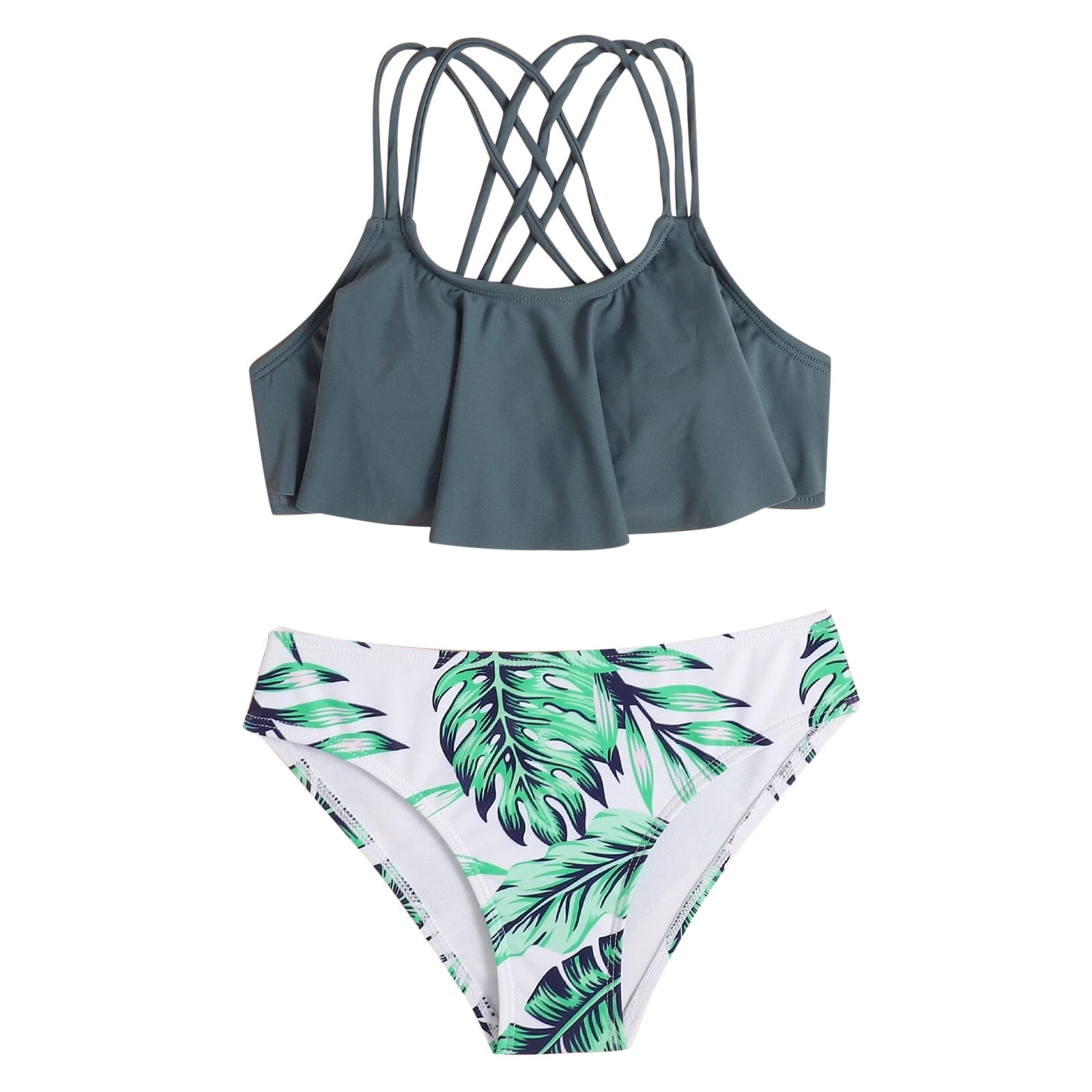 Splozh Girls Swimsuit for Girls Bathing Suit 2 Piece Floral Tropical ...