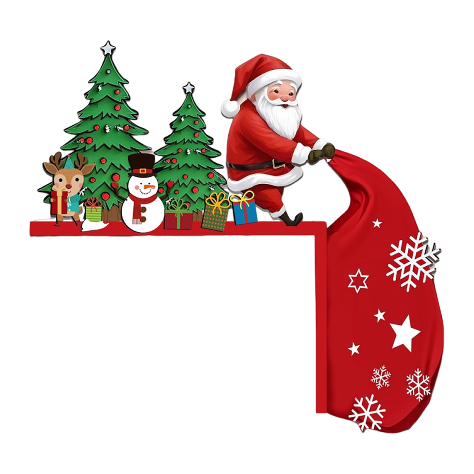 Splozh Wooden Christmas Door Frame Decoration 8"/14" Santa Snowflake ...