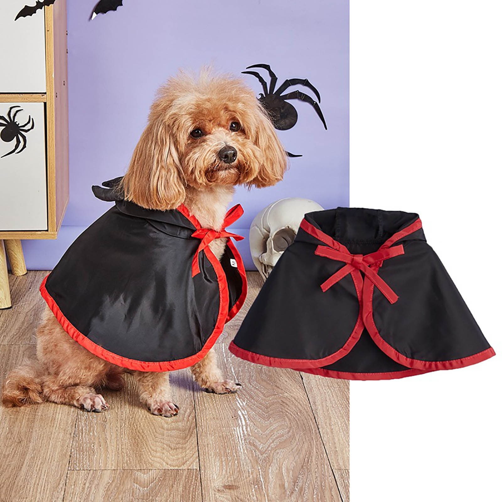 Spo.o.k.y Dev.il Horns & Bowtie Hat Red Black & Orange Mini Doggy Cape ...