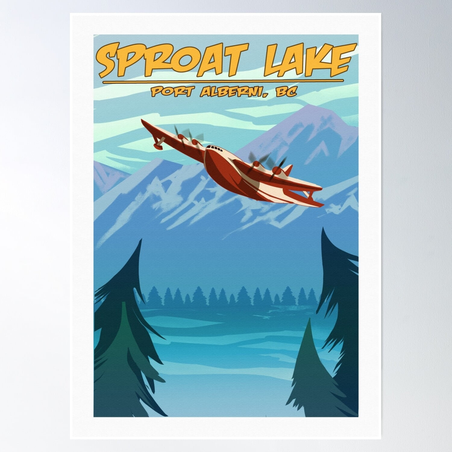 Spoat Lake Mars Water Bomber Poster Wall Art, Modern Wall Decor, 8x12 ...