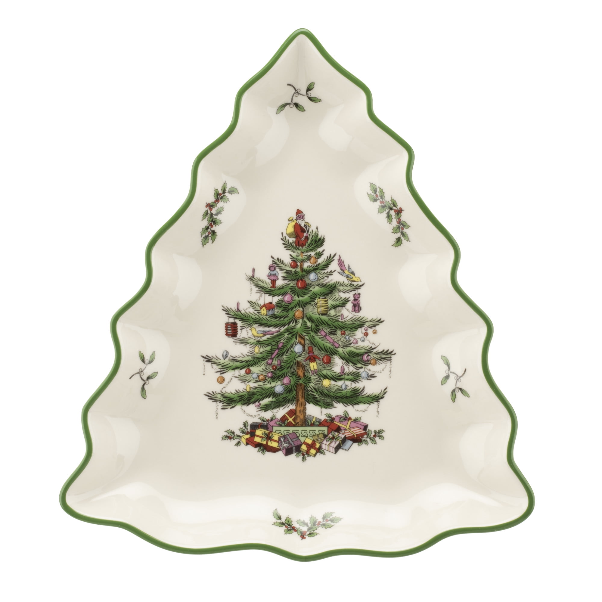 Portmeirion Christmas Tree 10-inch Tree-Shaped Dish - Porcelain Holiday ...