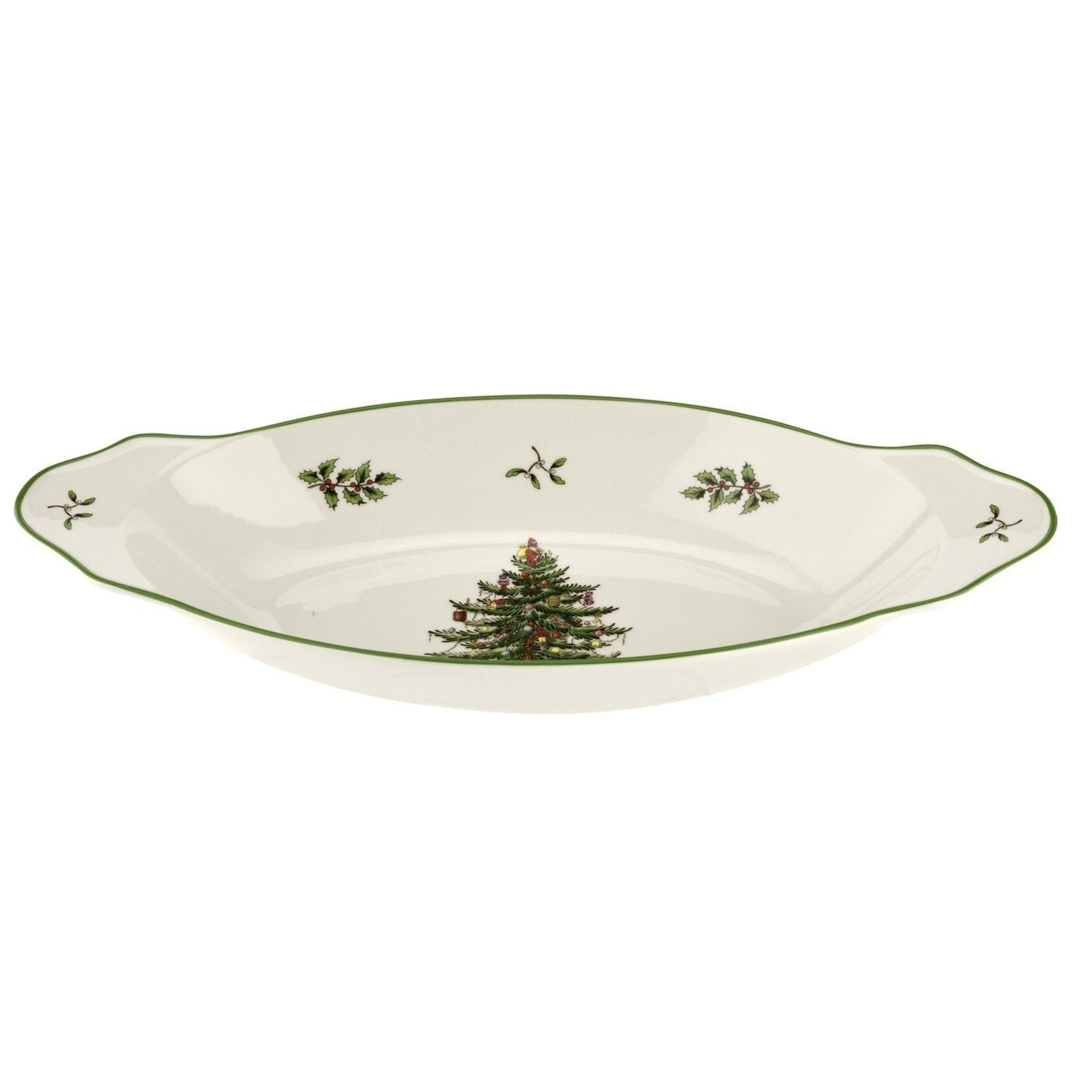 Free Shipping! Spode Christmas Tree 12.25" Round Handled Serving Platter - Porcelain Serving ...
