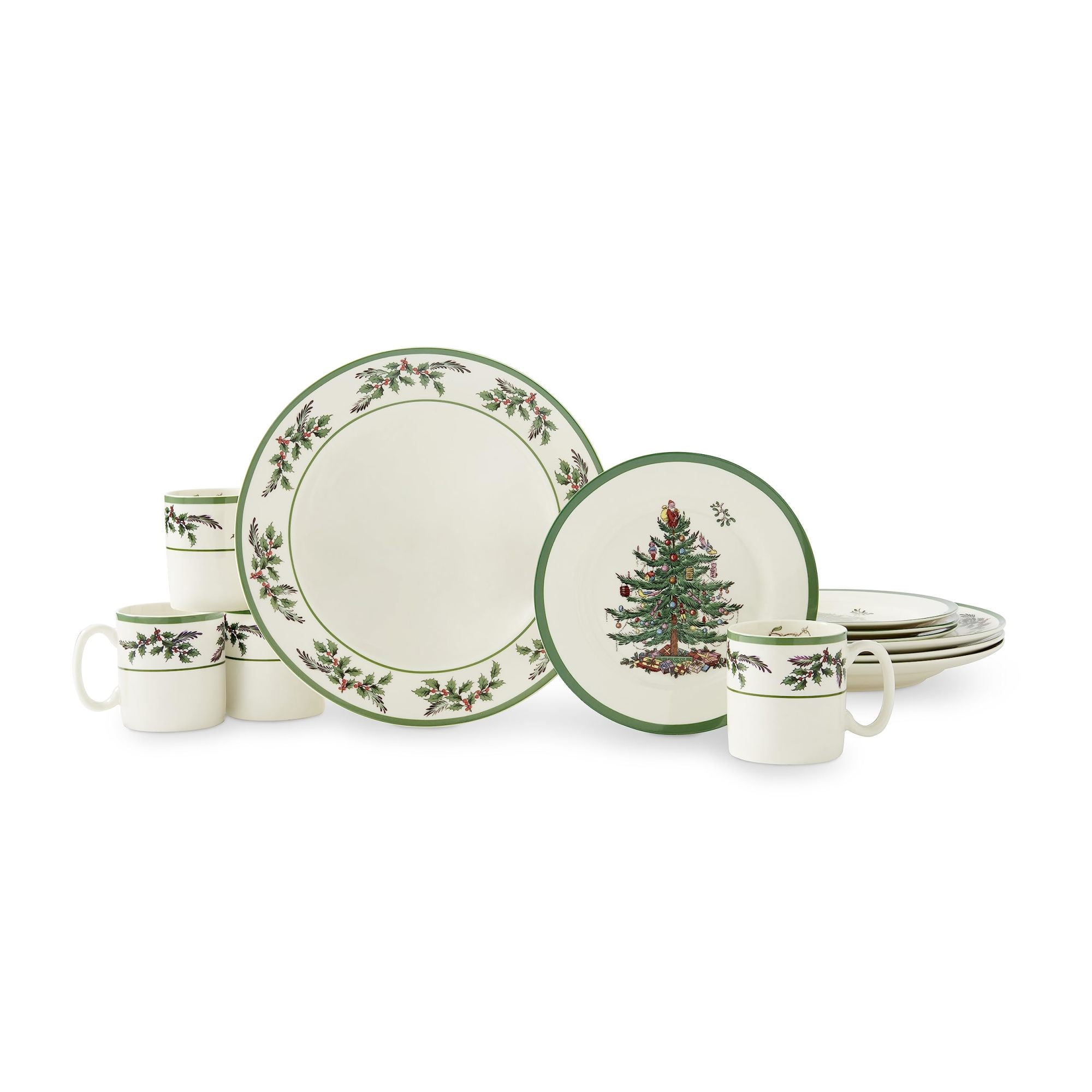 Spode Christmas Tree 12-Piece Dinnerware Set (Service for 4 Spode Christmas Tree 12-Piece Dinnerware Set (Service for 4