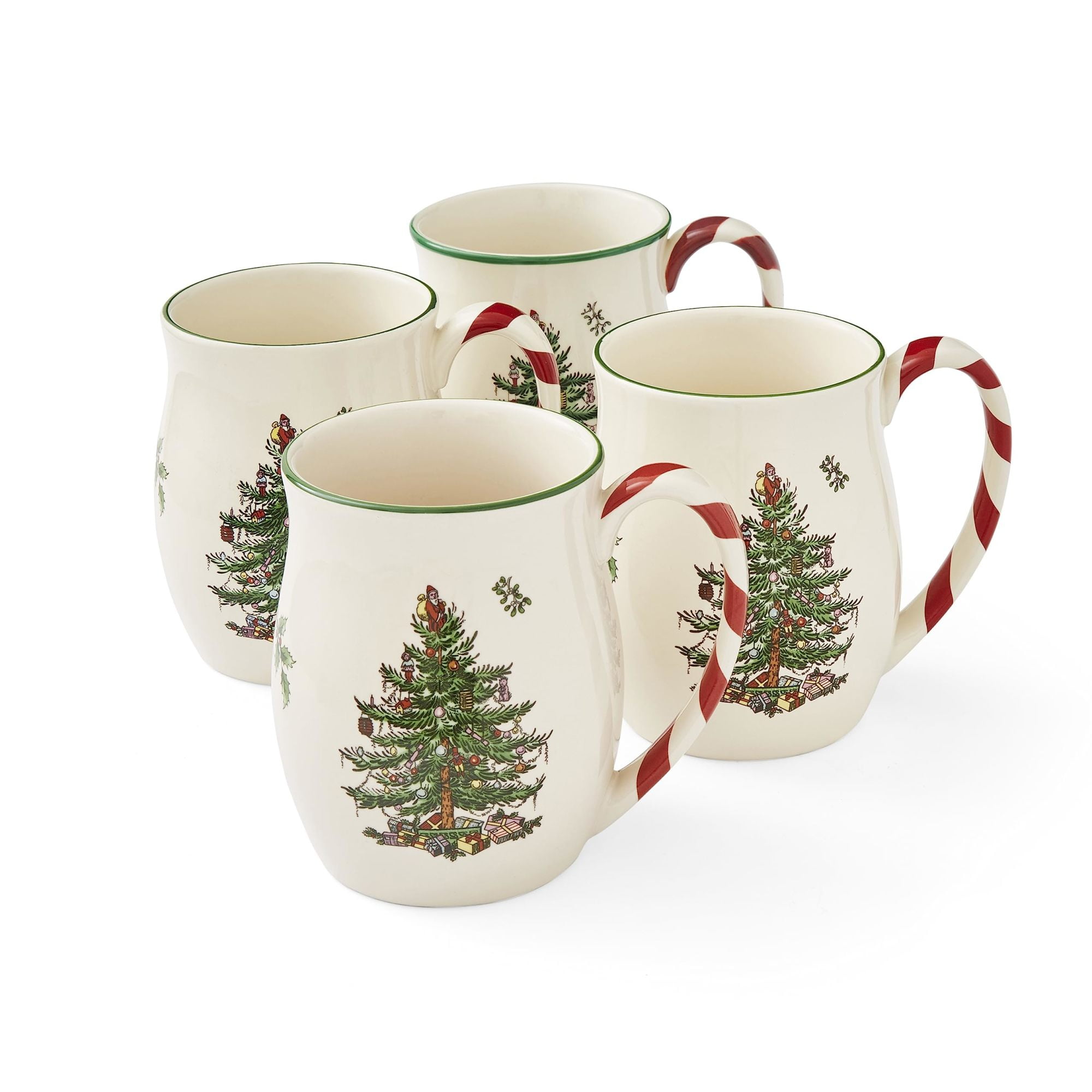 Spode Christmas Tree 14 oz Holiday Mugs (Set of 4) - Festive Holiday ...