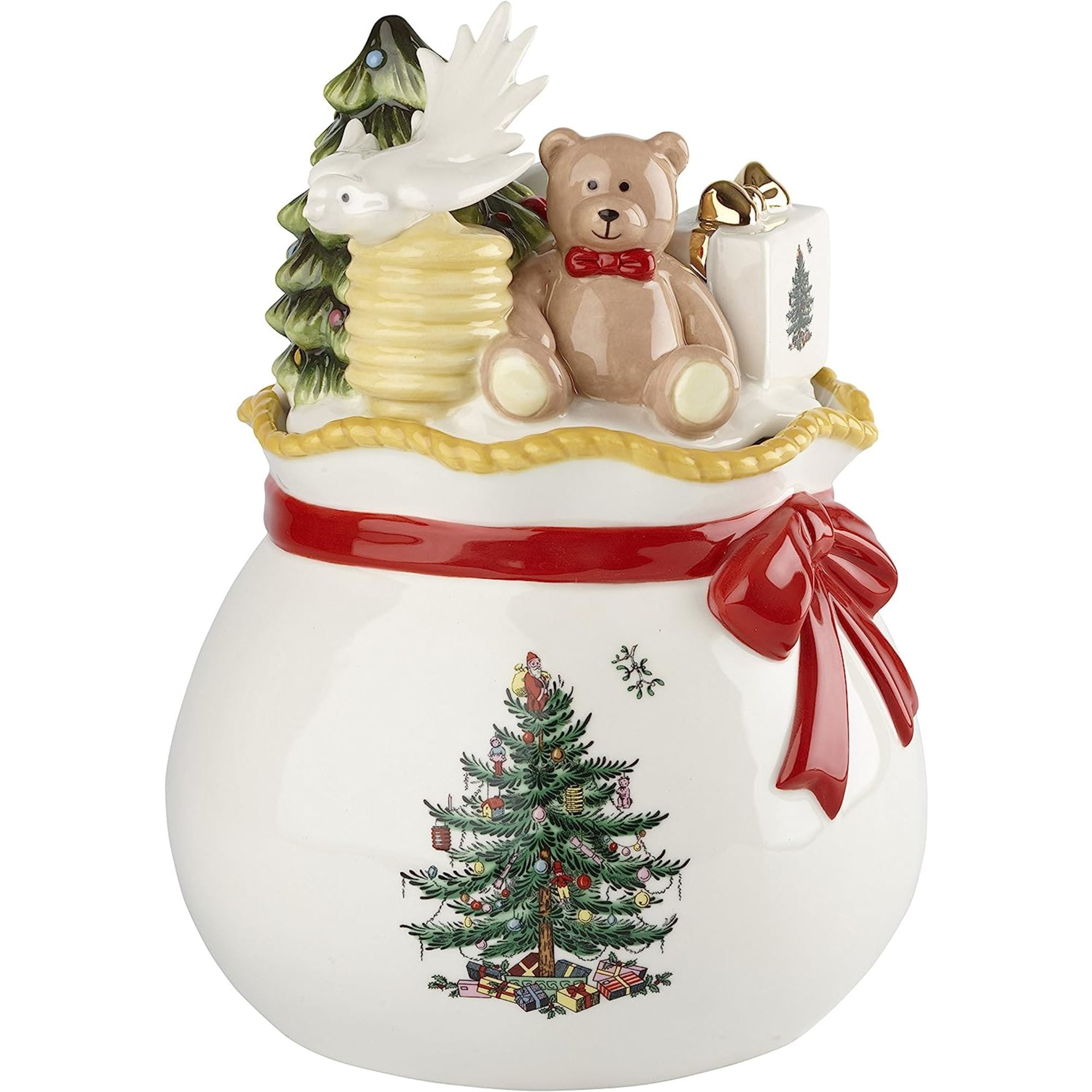 Spode Christmas Tree Candy Bowl with Lid, 8" Fine Earthenware Christmas ...
