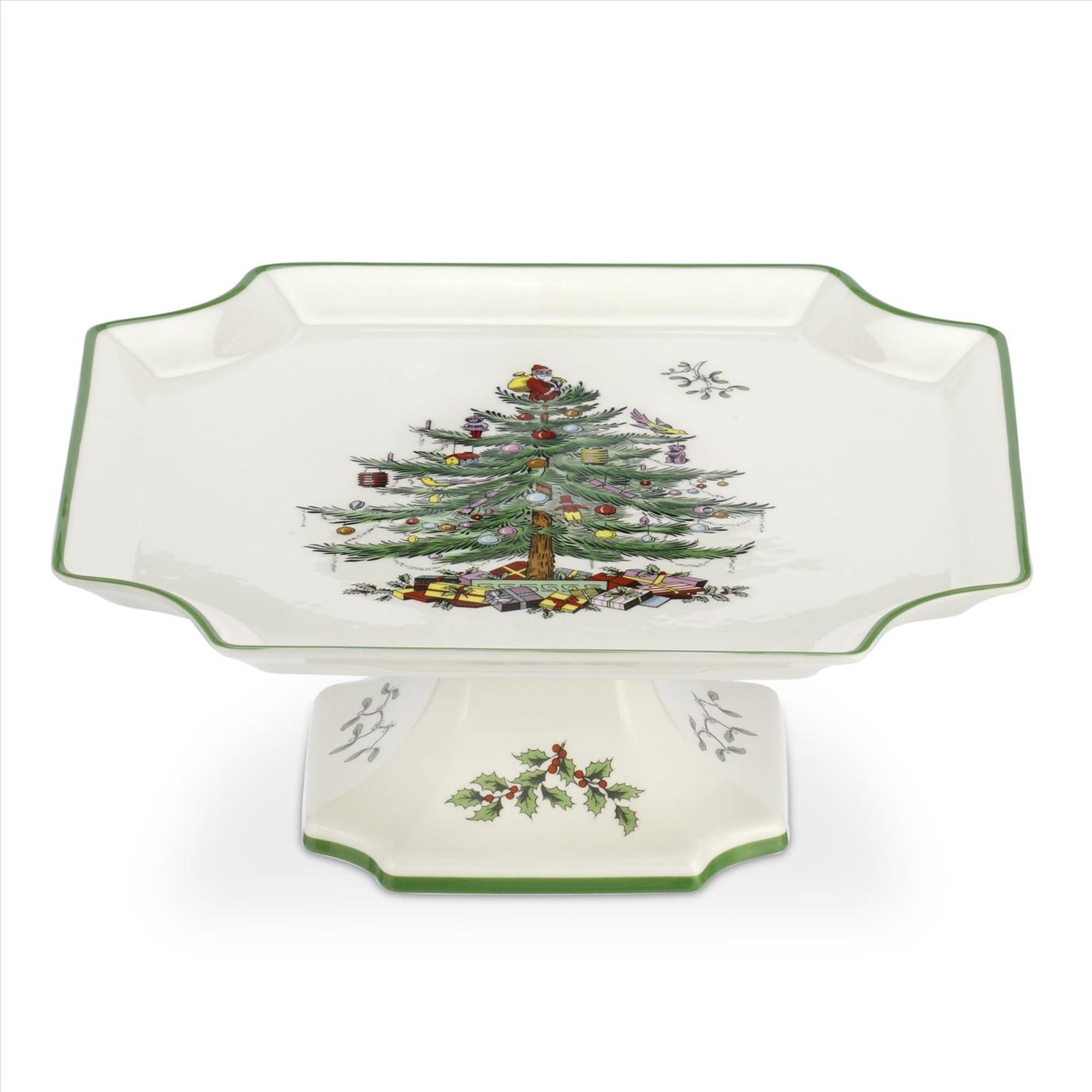 Free Shipping! Spode Christmas Tree Footed Square Cake Plate - Walmart ...