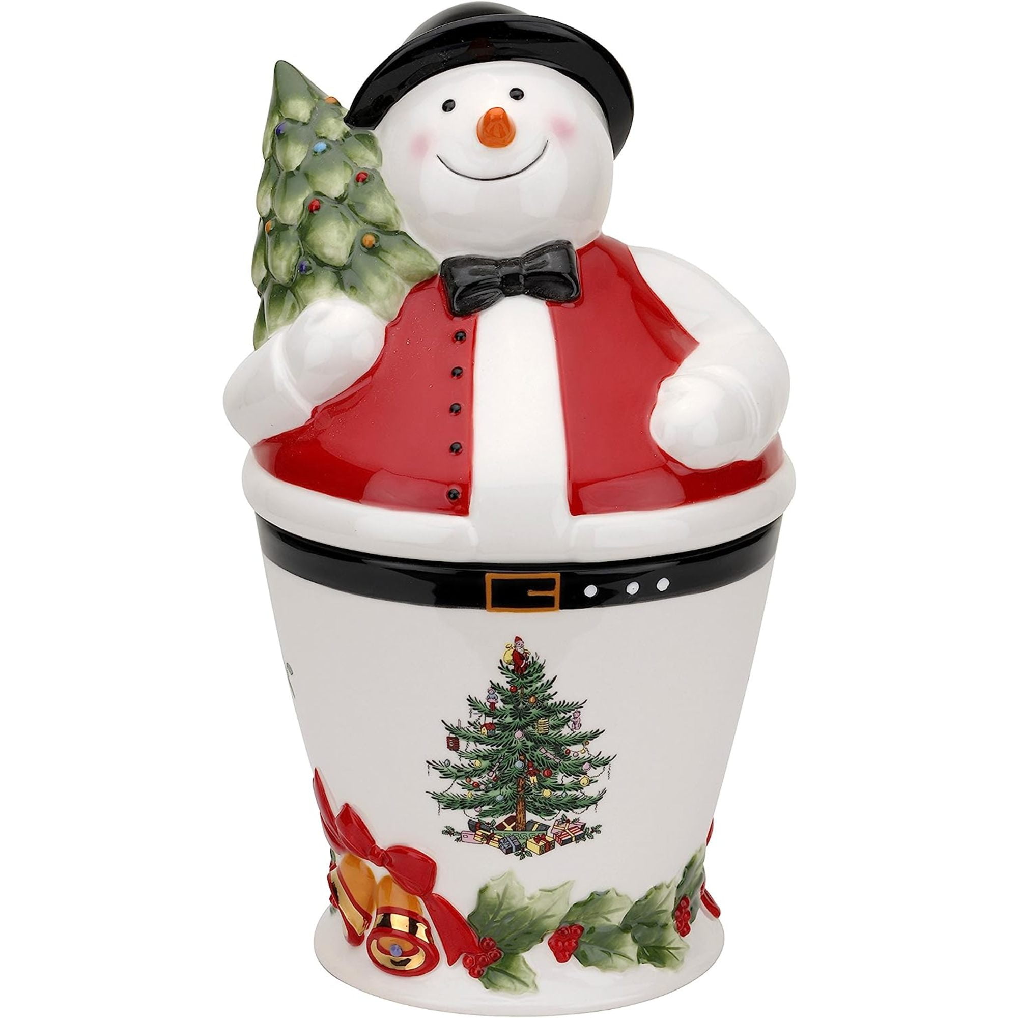 Spode Christmas Tree Mr. Snowman Cookie Jar - 10" Dolomite Christmas ...