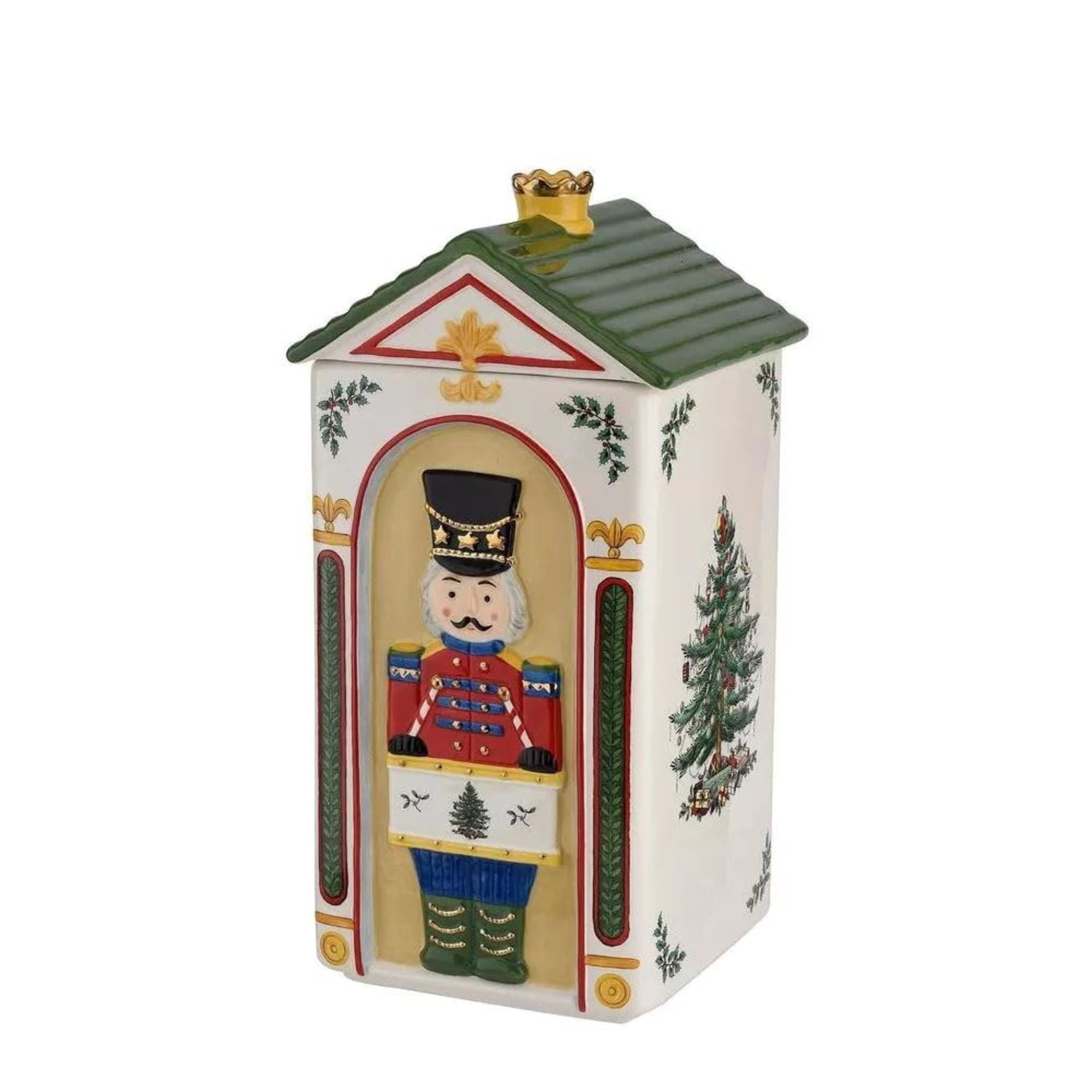 Spode Christmas Tree Nutcracker Cookie Jar - 12" Earthenware Festive ...