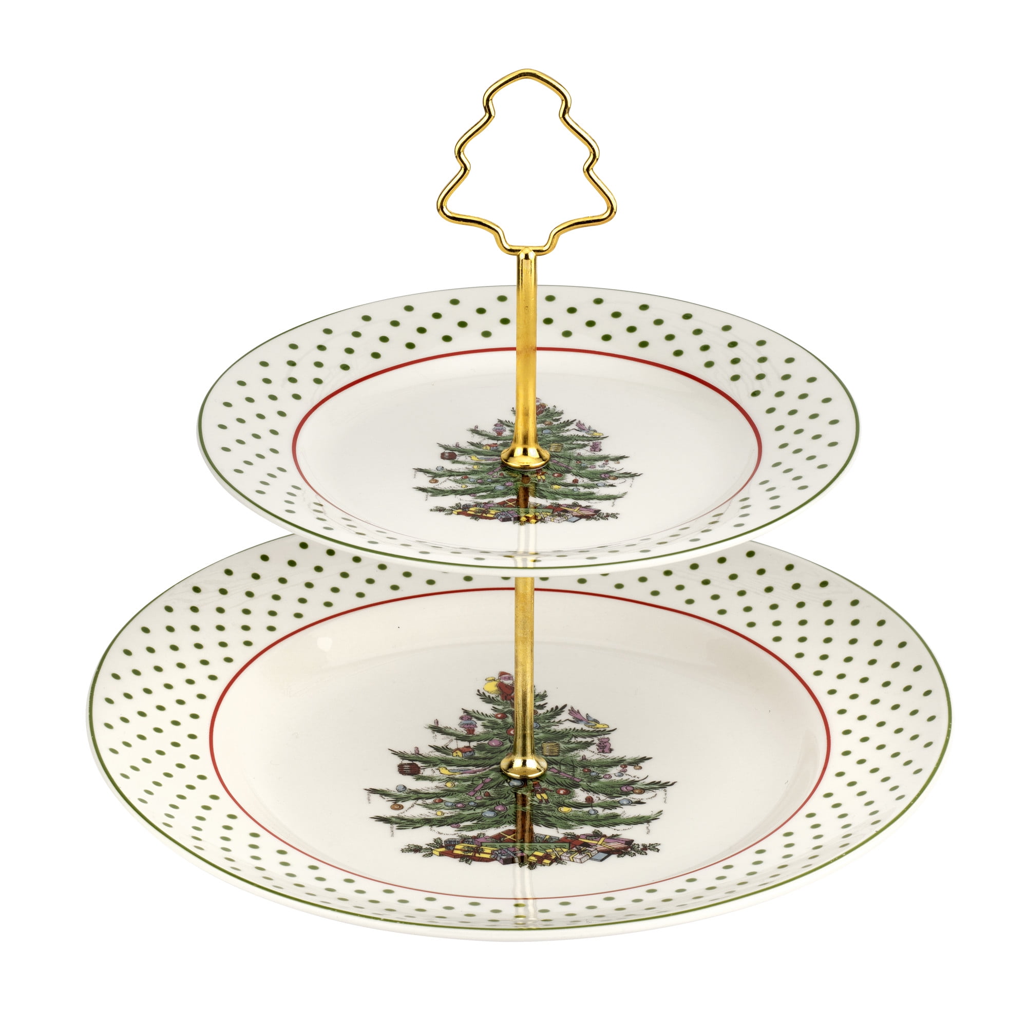 Spode Polka Dot Christmas Stoneware Tiered Server, Set of 2 - Walmart.com