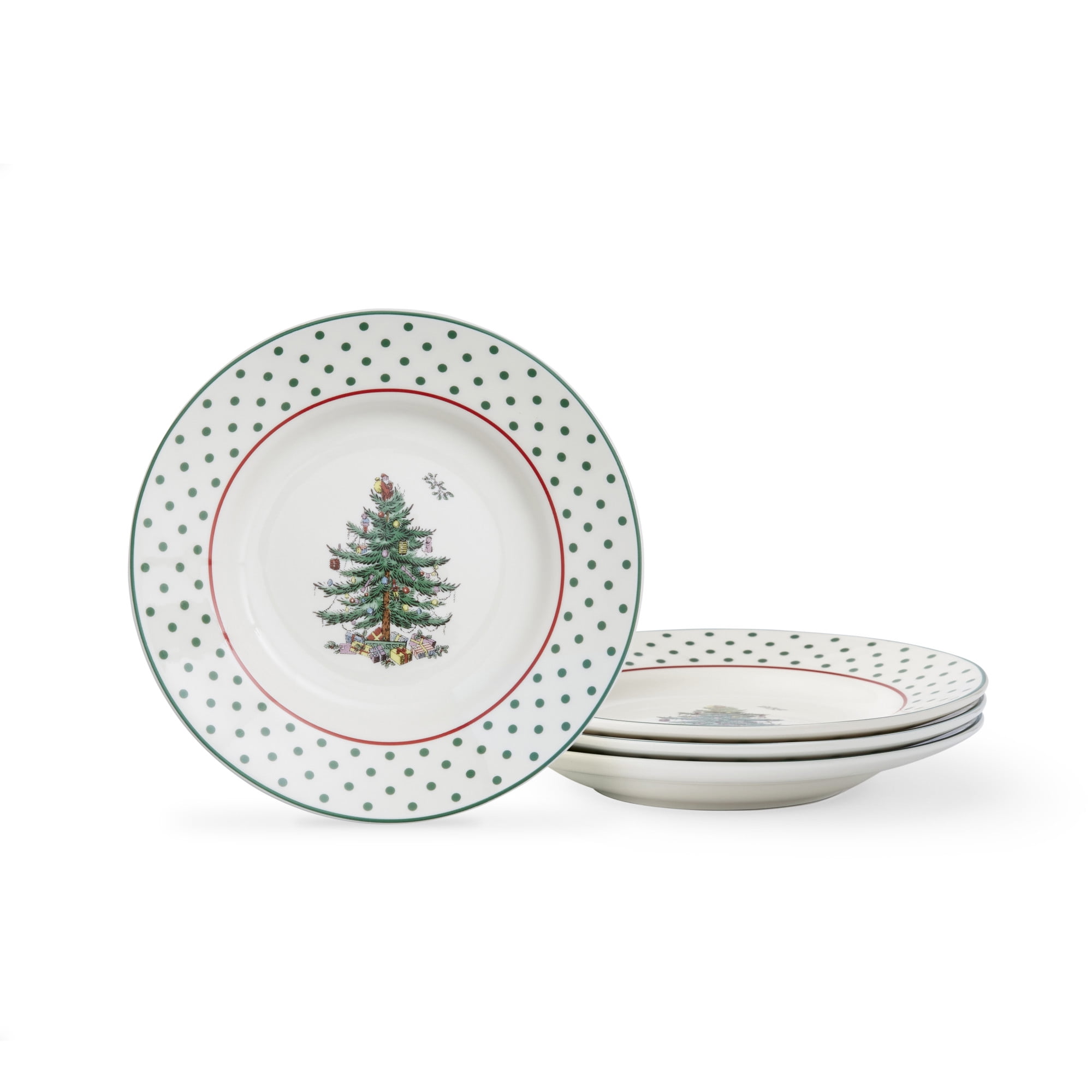 Spode Christmas Tree 6" Polka Dot Tidbit Plates (Set of 4) - Round ...