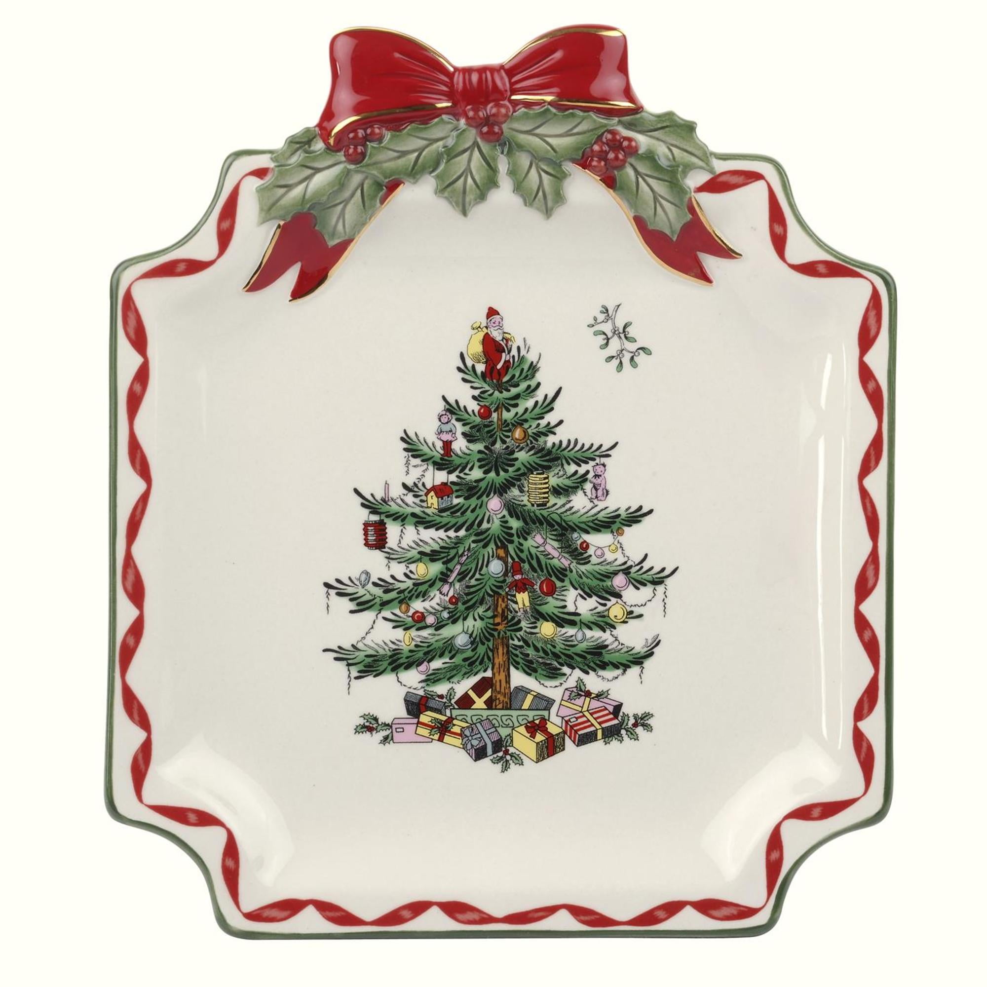 Spode Christmas Tree Ribbons Canape Platter - 6.5-Inch Holiday Serving ...