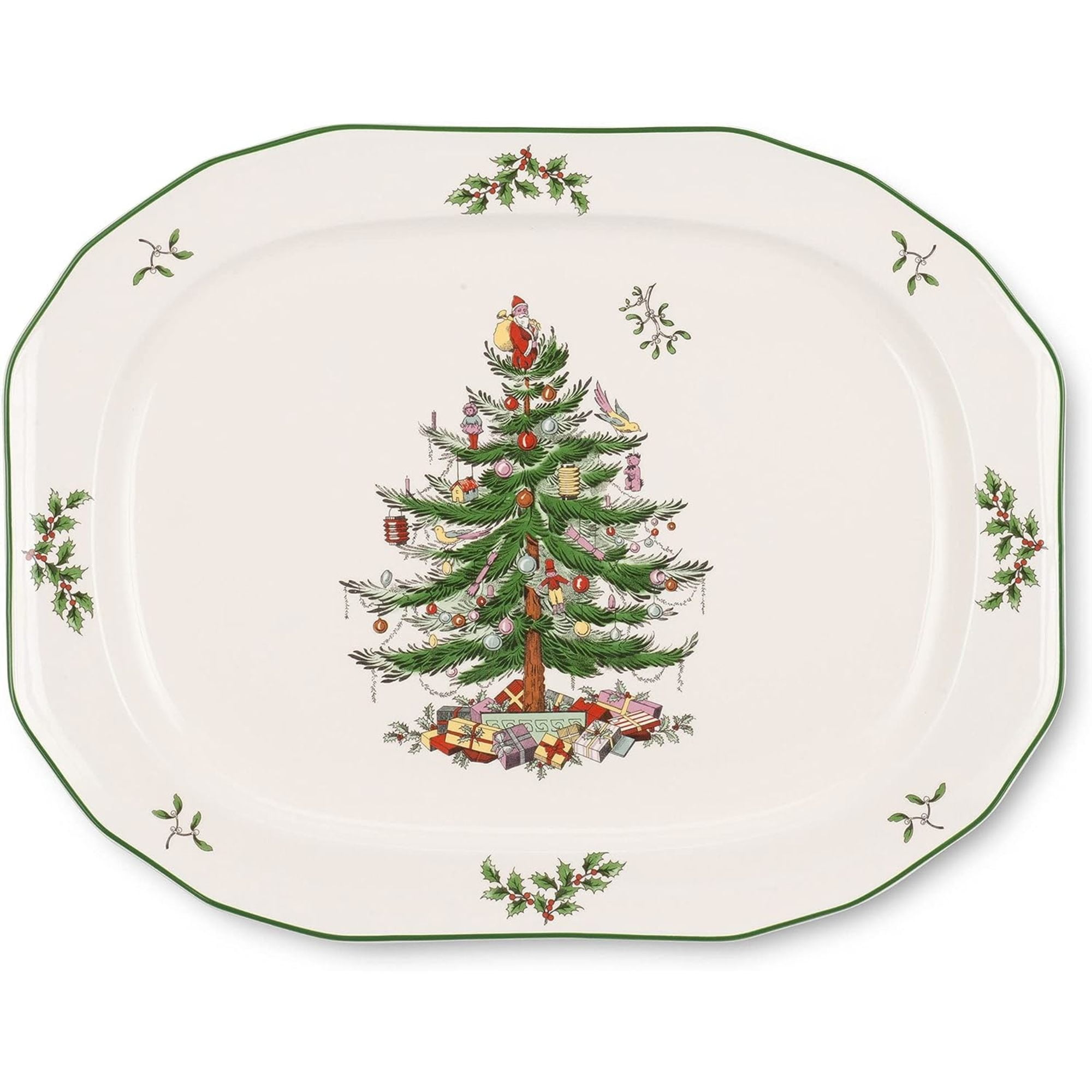 Spode Christmas Tree Sculpted Octagonal Platter - 14-Inch Holiday ...