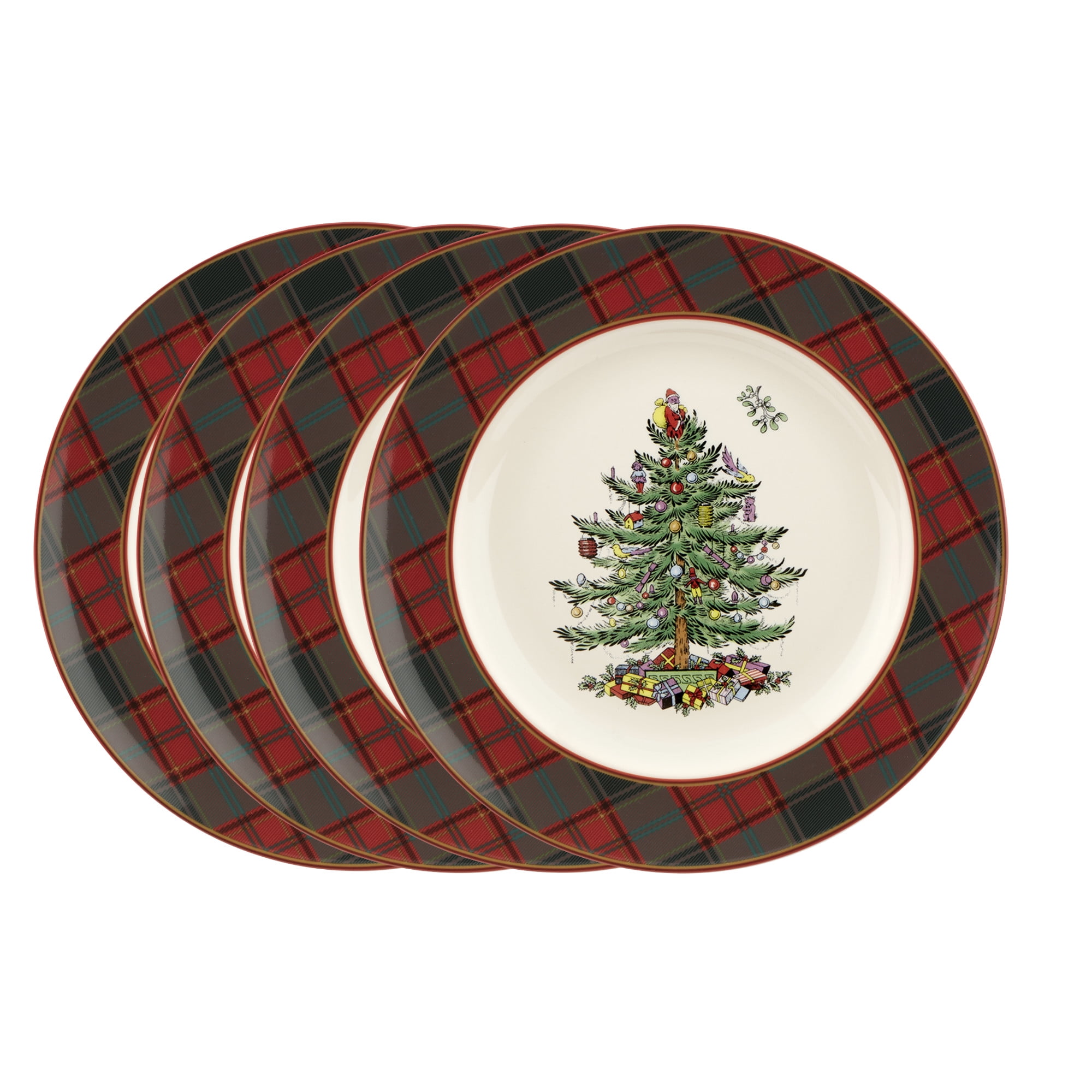 Spode Christmas Tree Tartan 10.5″ Dinner Plate, Set of 4 – Fine ...