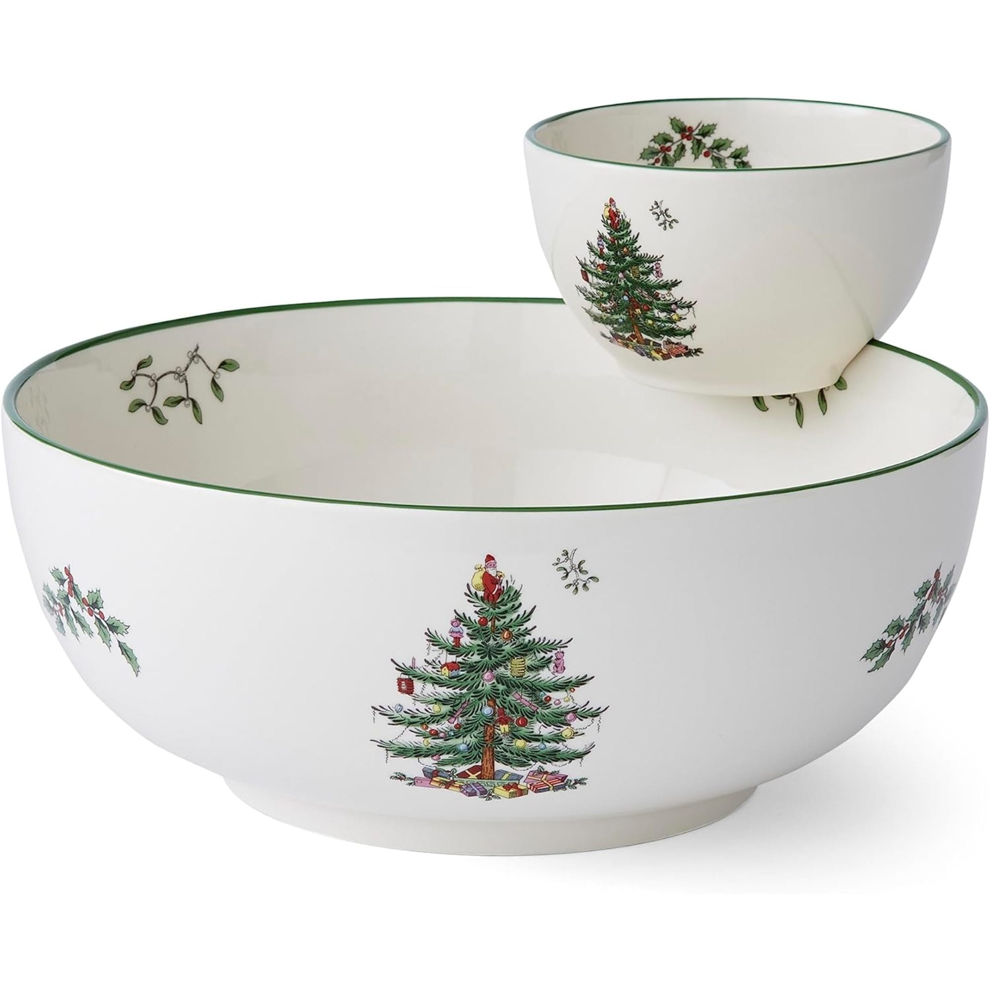 Spode Christmas Tree Tiered Chip and Dip Serving Set - 2-Piece Festive ...