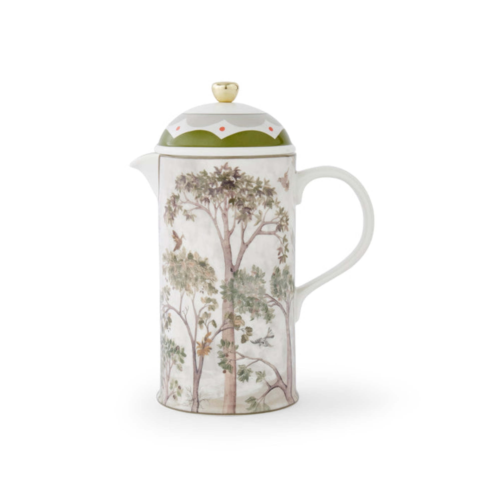 Spode Tall Trees Cafetiere, 28oz - Hand-Painted Woodland French Press ...