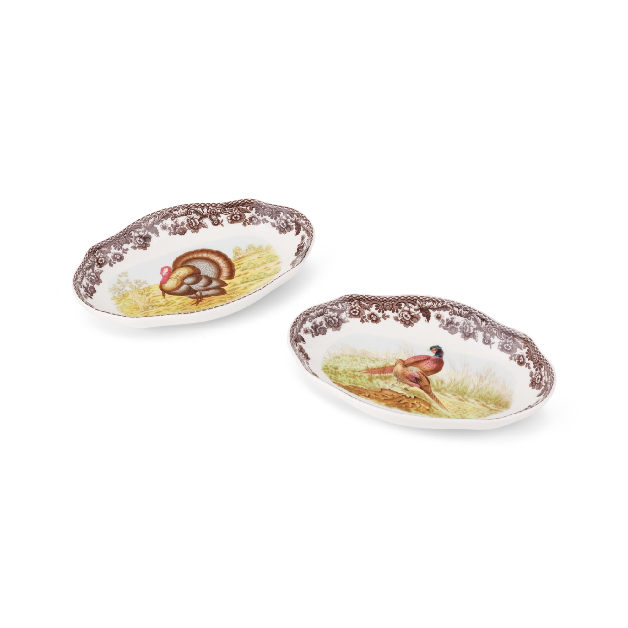 Spode Woodland Pickle Dishes, Set of 2 - 8.5" Porcelain Plates with ...
