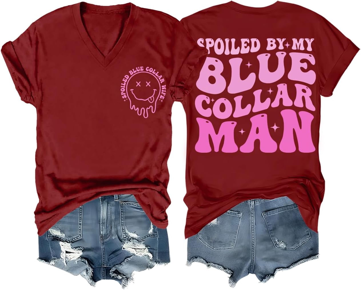 Spoiled by My Blue Collar Man Shirt V Neck Blue Collar Shirt Unisex ...