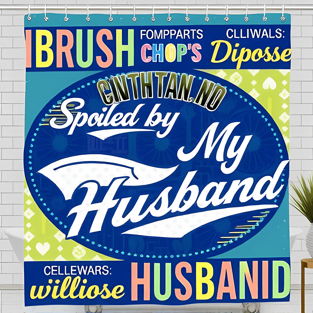 Spoiled by My Husband Retro Shower Curtain - Fun Colorful Design with ...