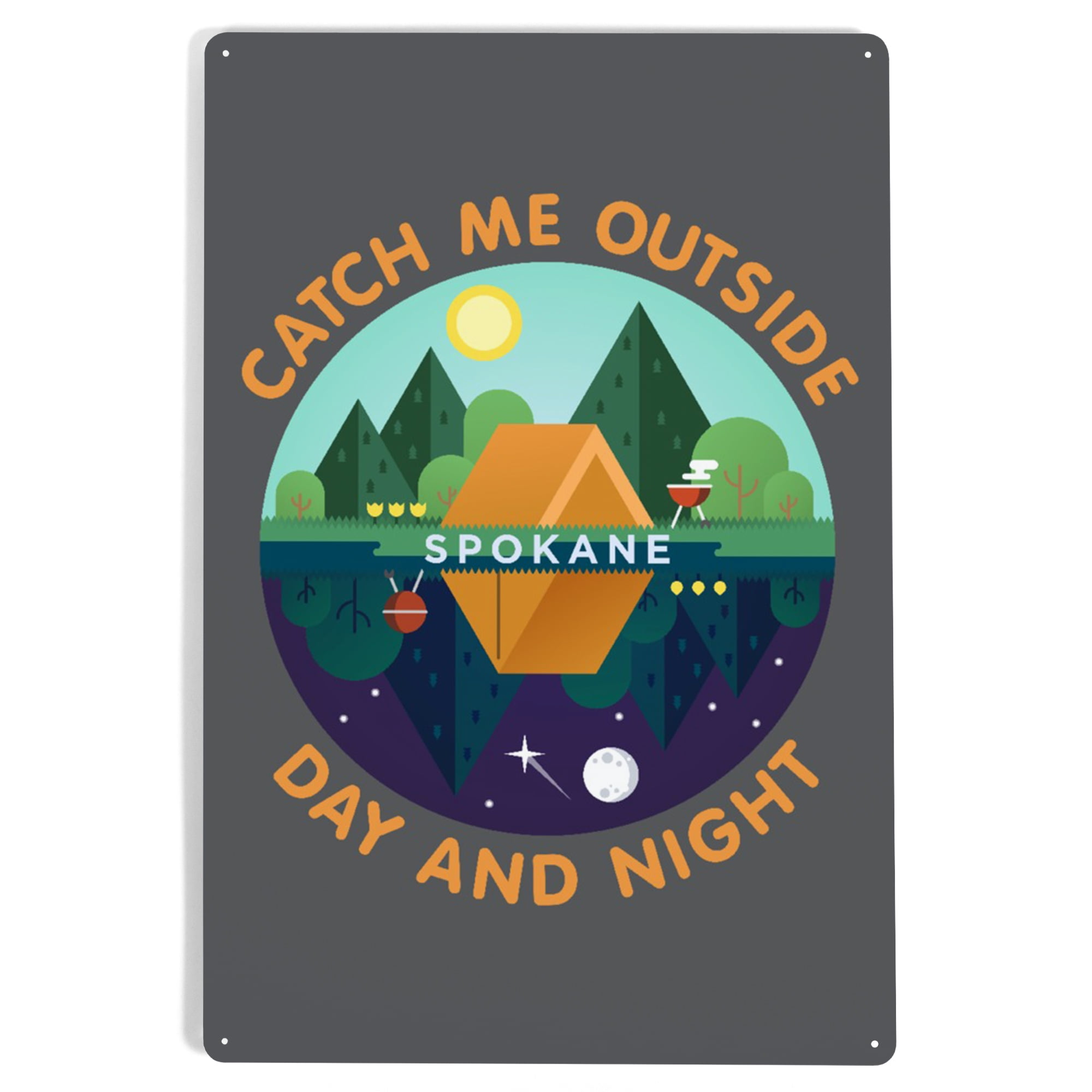 Spokane, Washington, Catch Me Outside Day and Night, Contour (12x18 ...