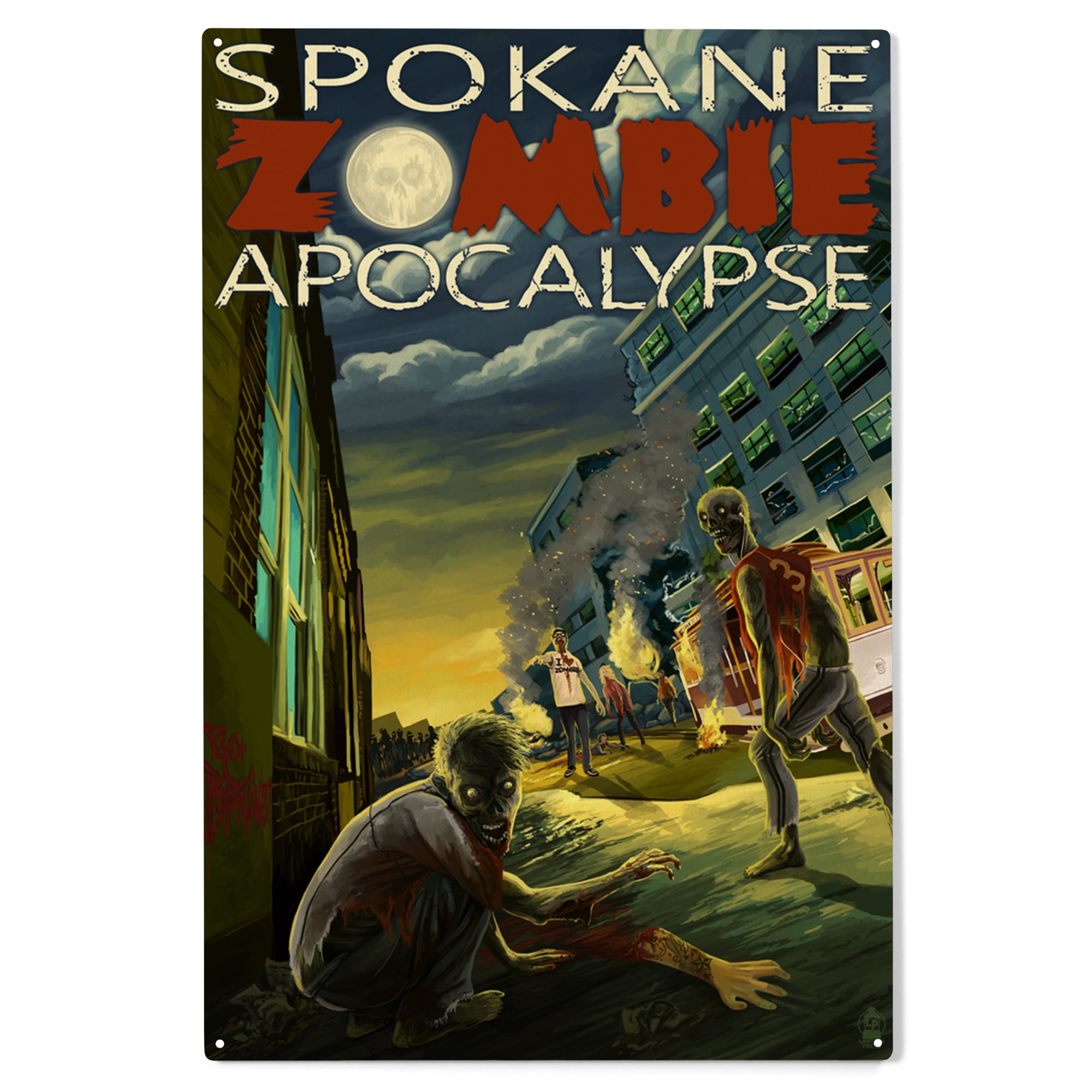 Spokane, Washington, Zombie Apocalypse Birch Wood Wall Sign (10x15 ...