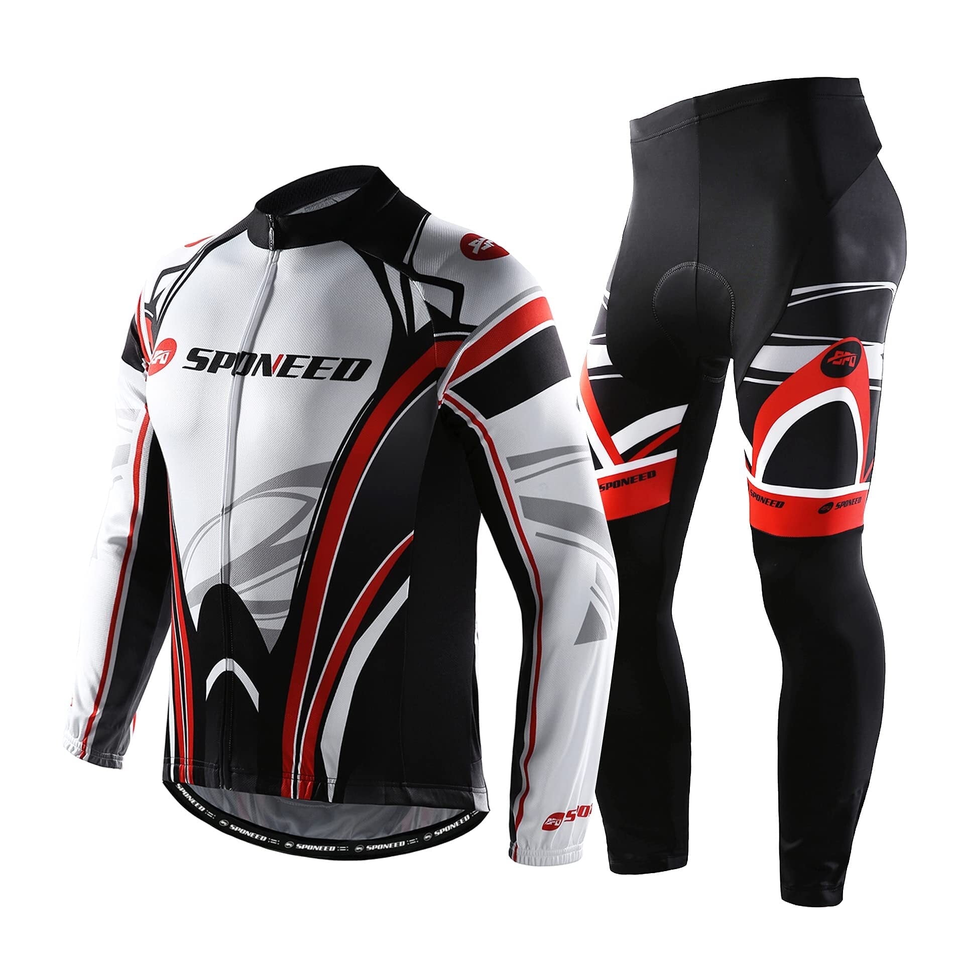 Sponeed Cycling Suits for Men Long Sleeve Bicycle Jersey Biking Padded ...