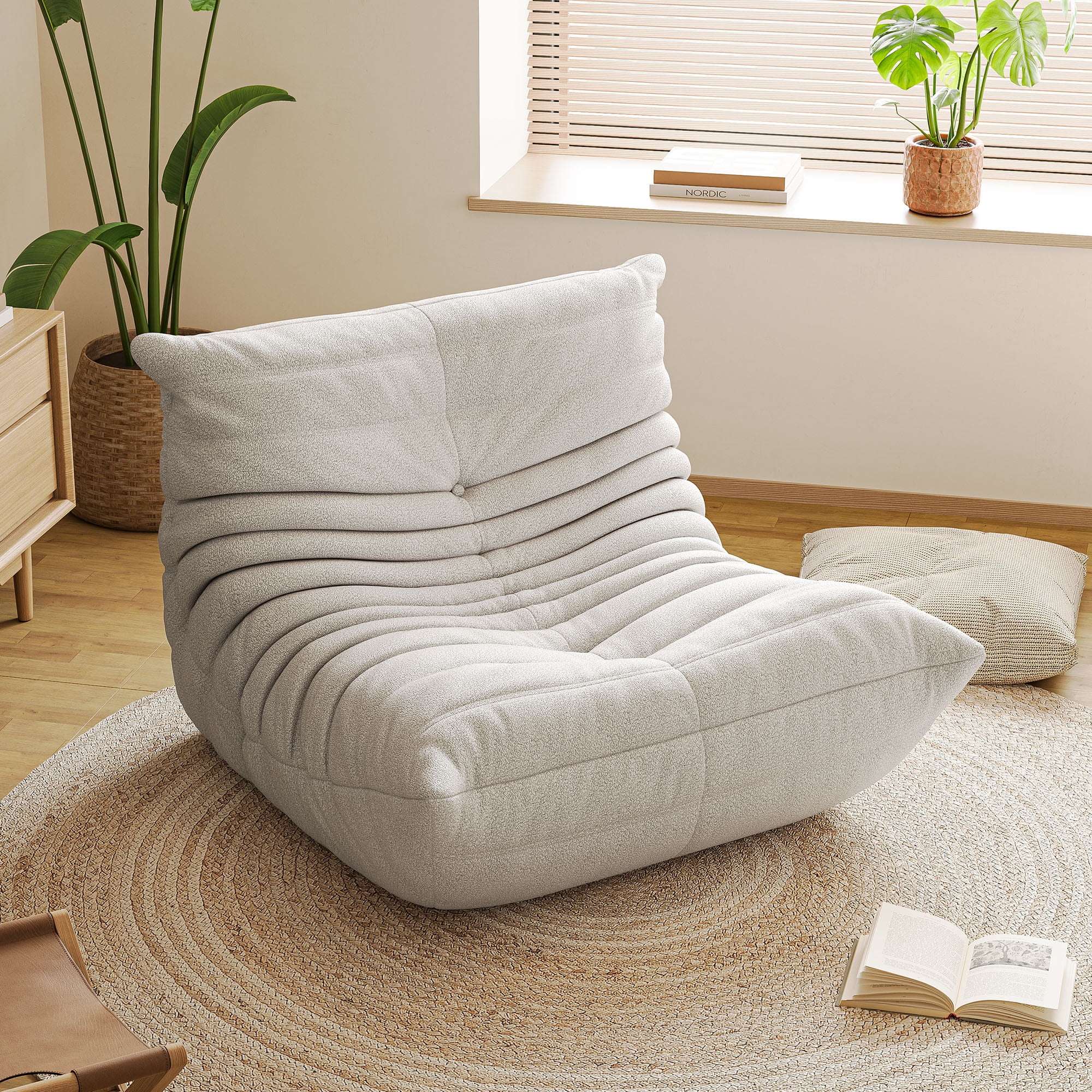 Sponge Bean Bag Chair Floor Single Sofa Couch Fireside Reading Chair ...