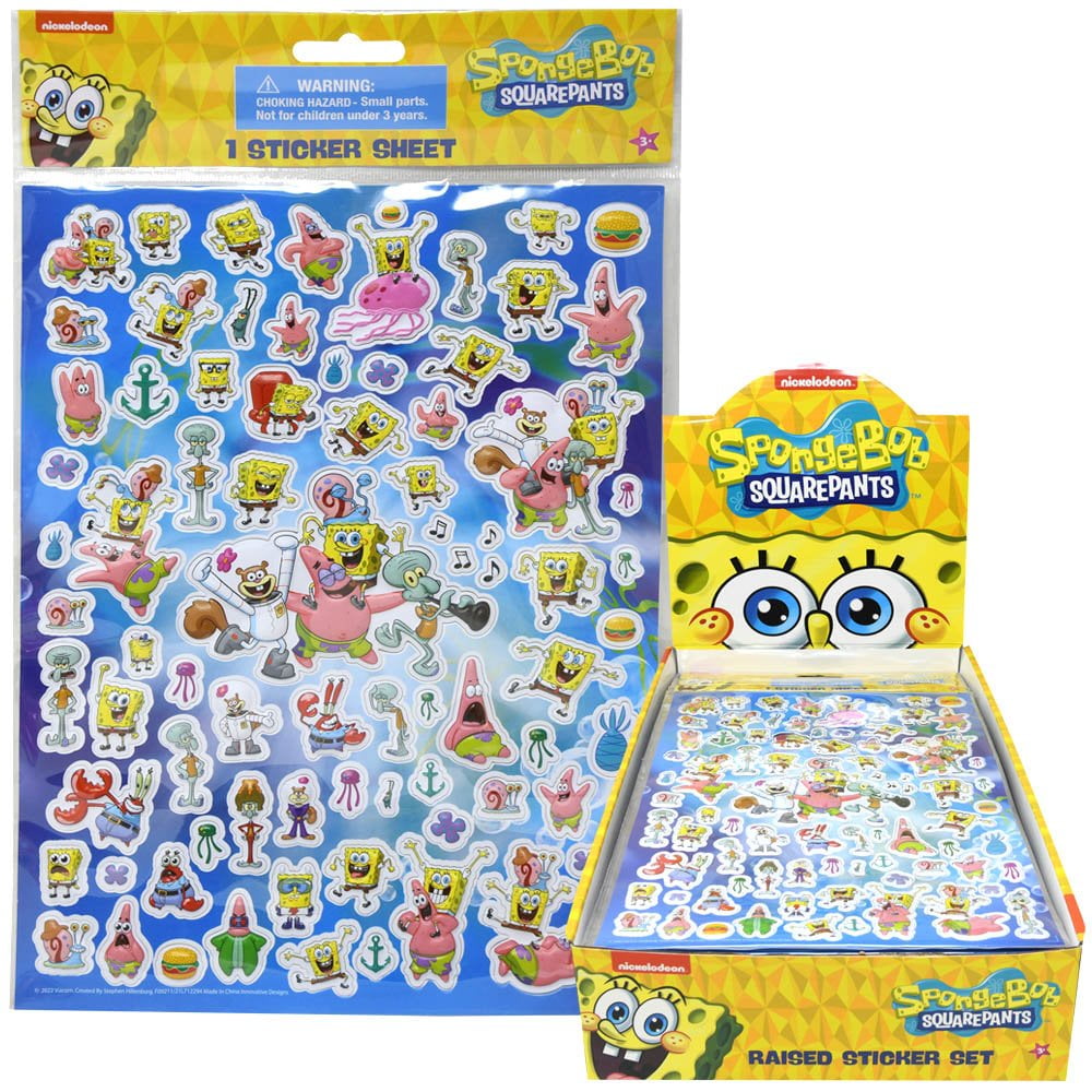 Sponge Bob Raised Sticker Sheet in Poly Bag with a Header Card in ...