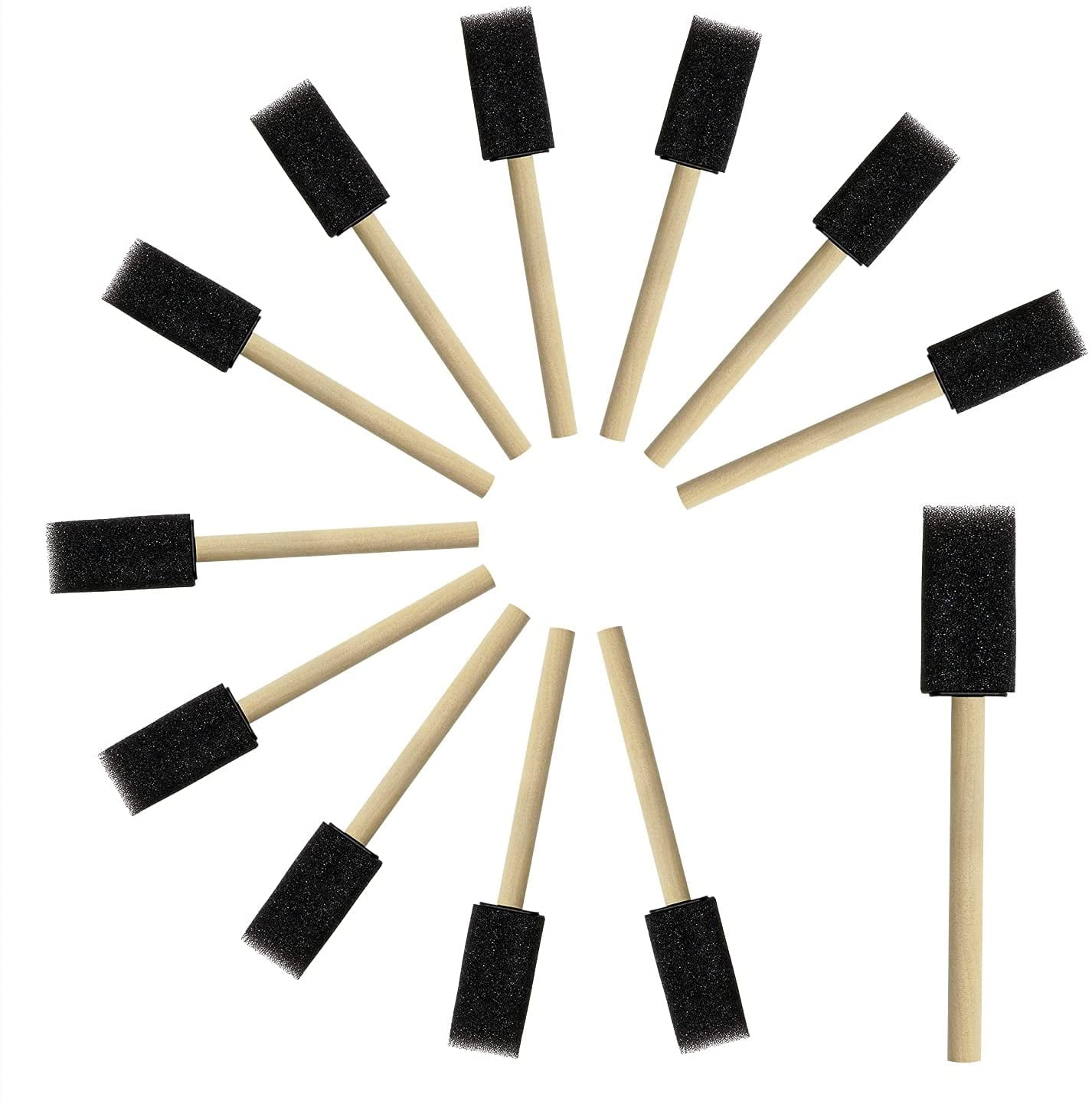 Sponge Brushes Applicator 12PCS 1 Inch Art & Craft Drawing Project Wood Handle Painting Foam ...