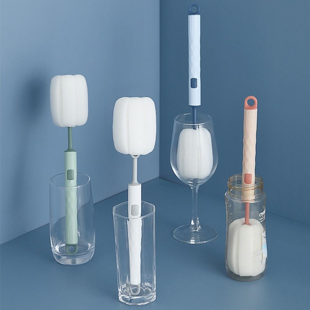 Sponge Cleaning Brush - Adjustable Plastic Long Handle Cup Feeding ...