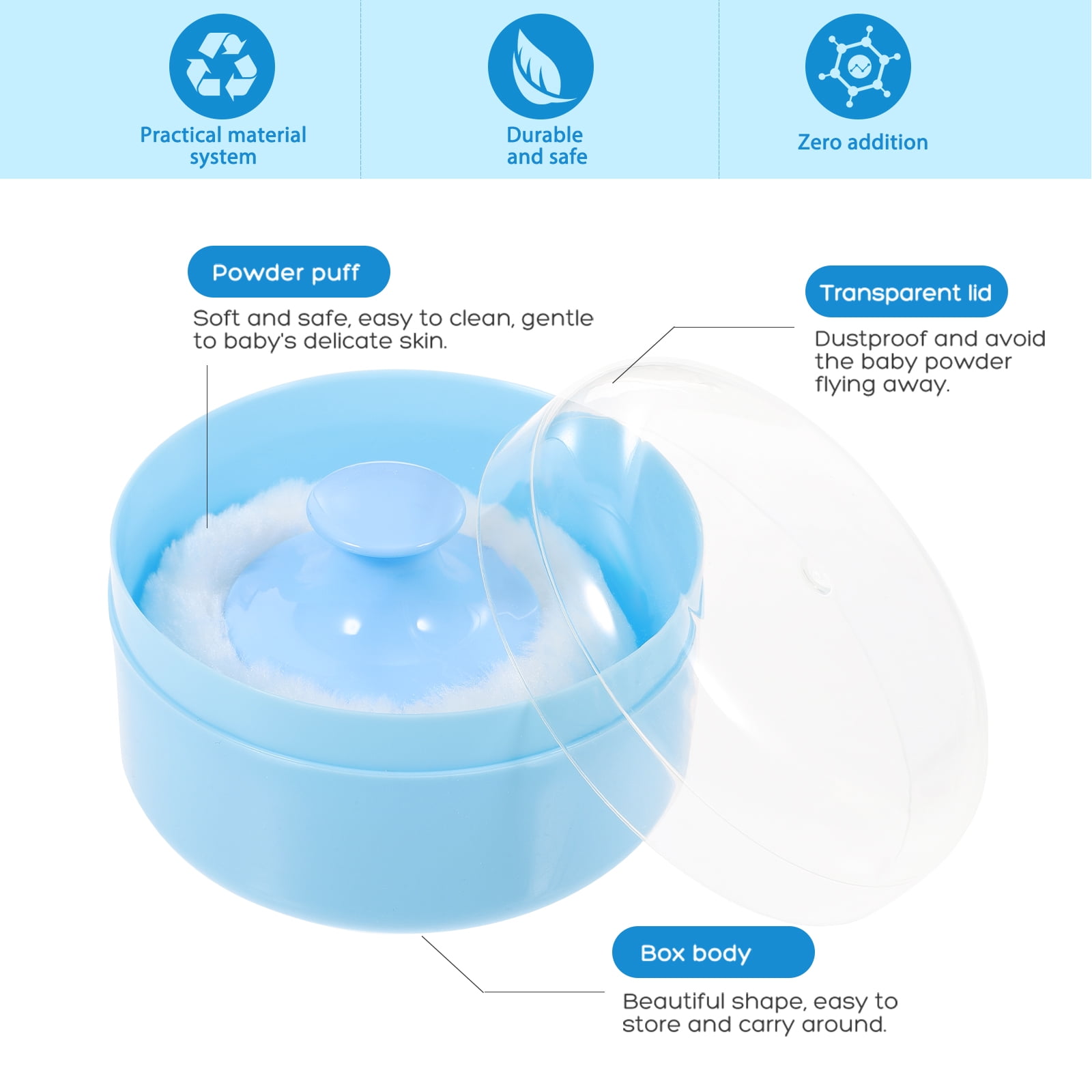 Sponge Cornstarch Baby Powder Talc-free Talcum Puff Case for Body with ...