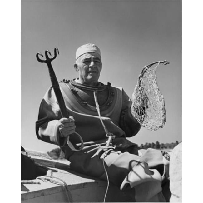 Sponge Diver Holding Hook & Fishing Net Poster Print - Walmart.com