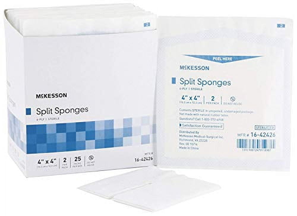 Sponge Drain 4"X4" 6Ply Sterile 2/Pk 25Pk/Bx - Walmart.com