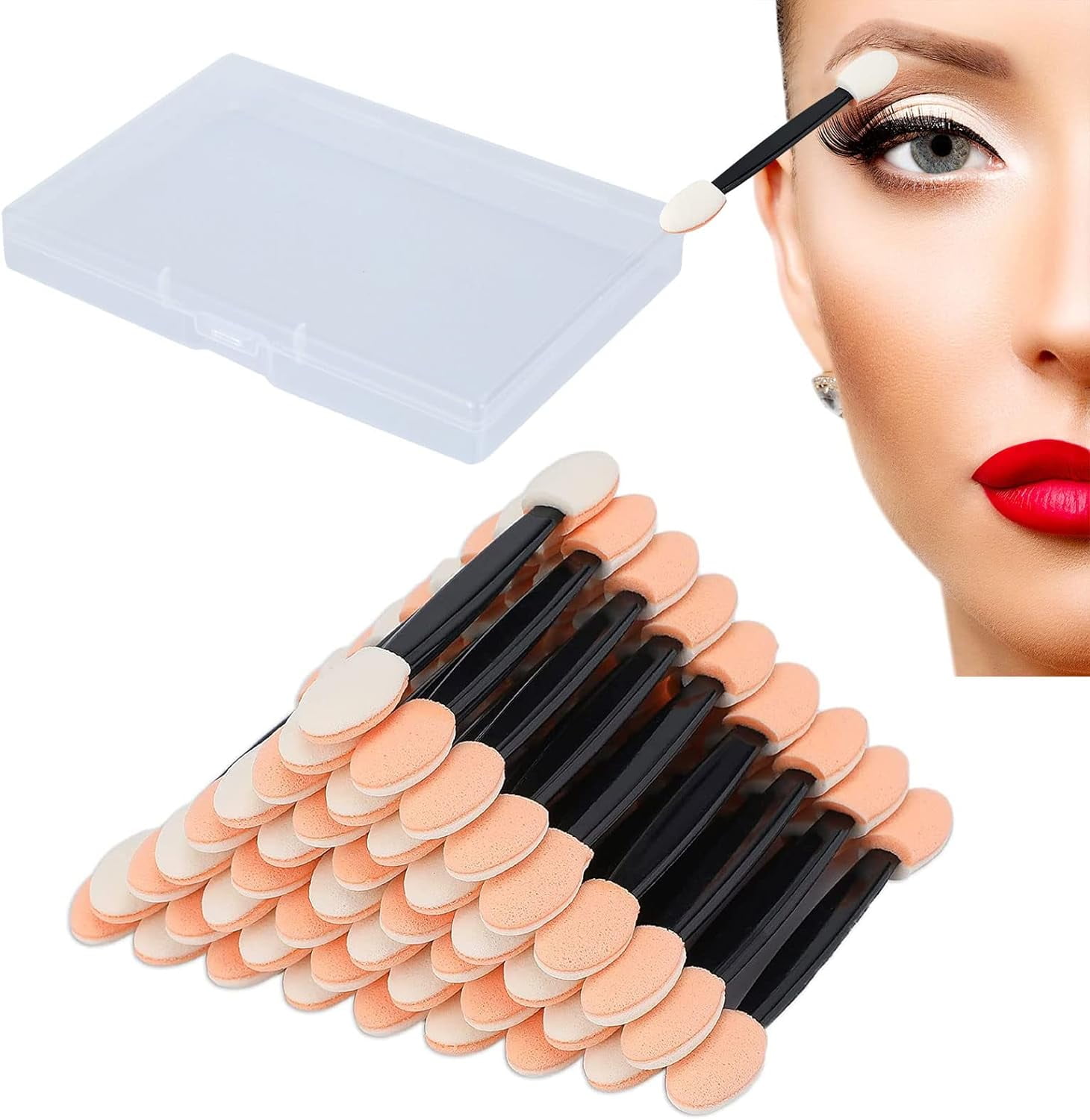 Sponge Eyeshadow Brush, Disposable Eyeshadow Applicator, 100 Pieces ...