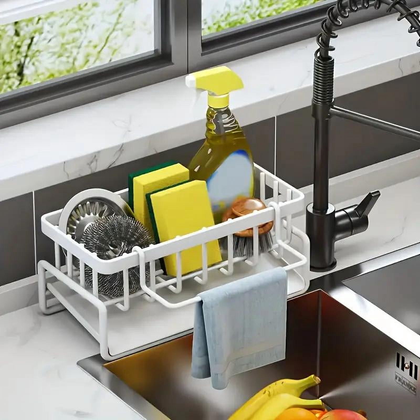Sponge Holder for Kitchen Sink, 304 Stainless Steel Self-Draining ...