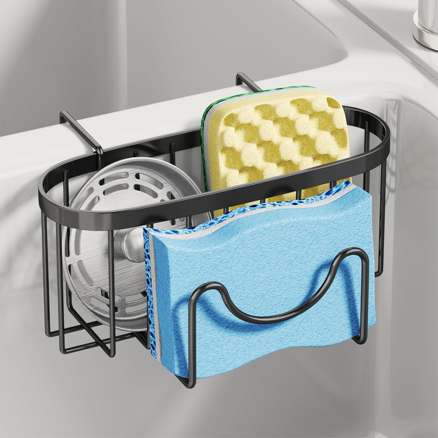 Sponge Holder for Kitchen Sink - Movable Kitchen Sink Caddy with M ...