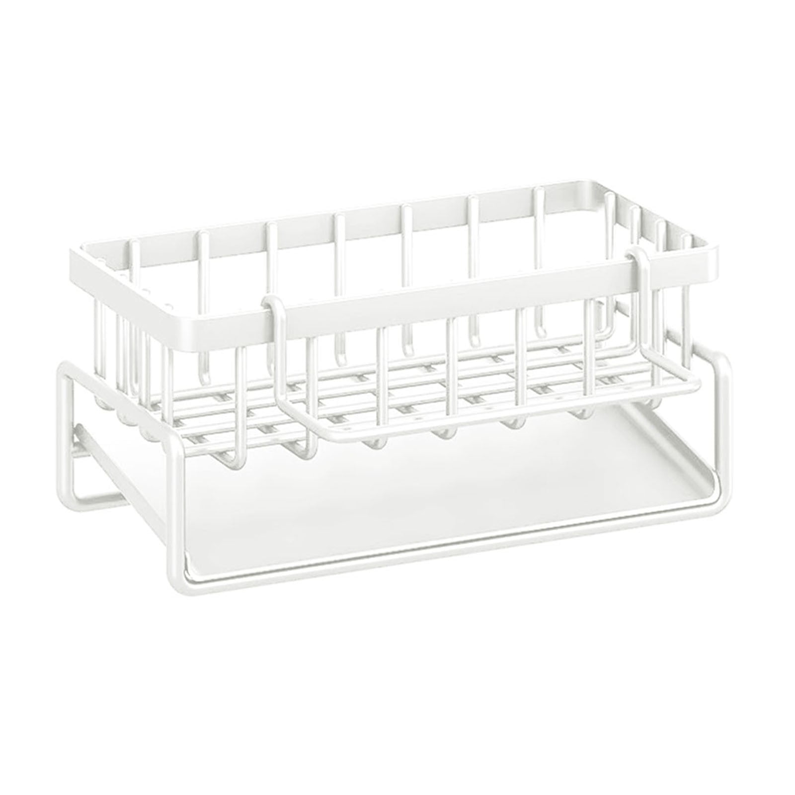 Sponge Holder Sink Drain Rack with Rag Pole Drain Tray for Kitchen ...