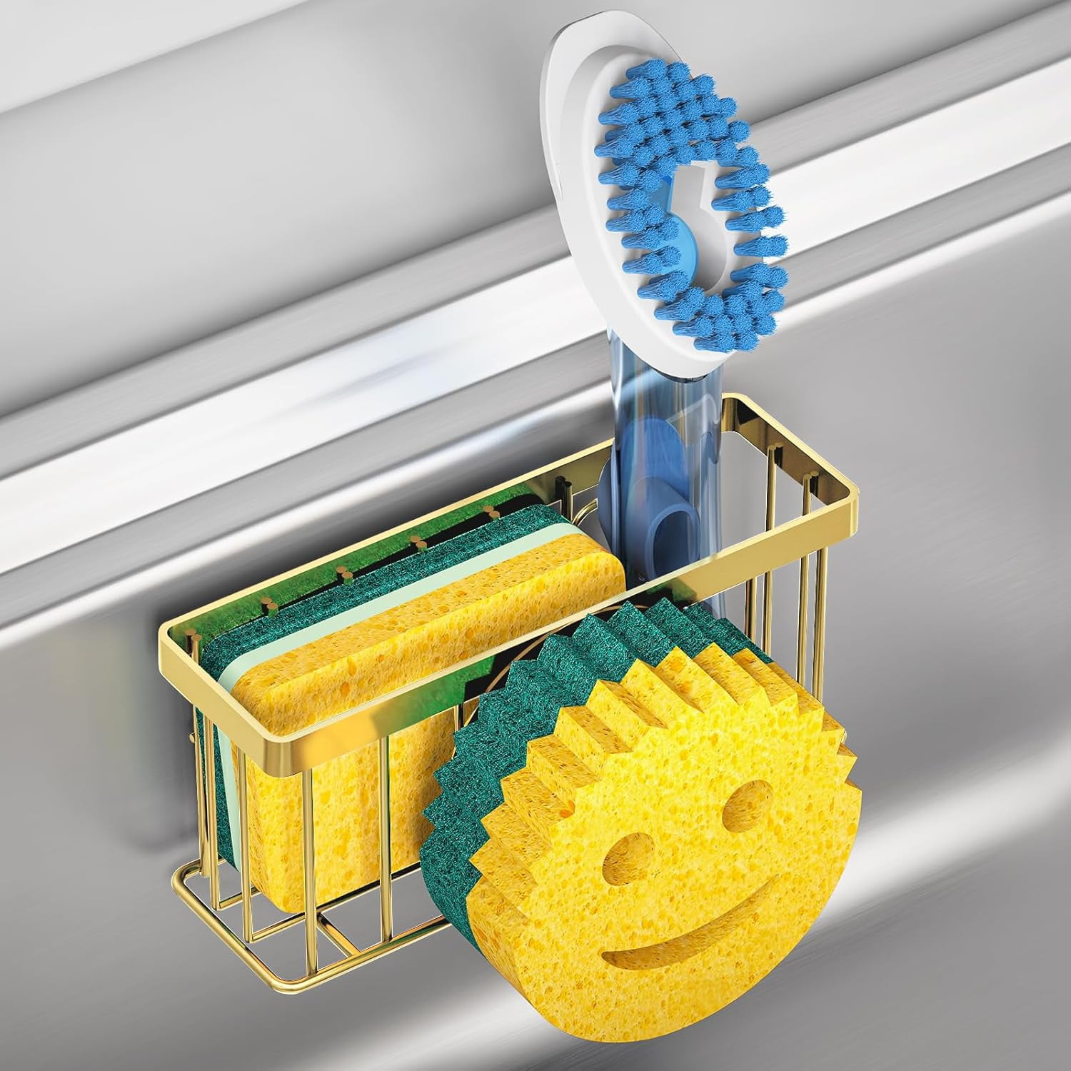 Sponge Holder Smiley Face, Sink Caddy for Kitchen Sink, Sink Organizer ...