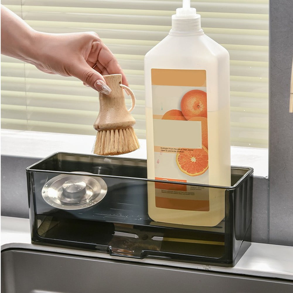 Sponge Holder for Kitchen Sink, Sink Caddy with Automatic Drain Tray ...