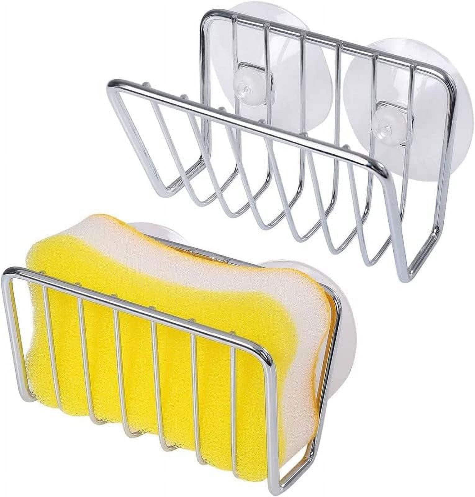 Sponge Holder for Kitchen Sink, Stainless Steel Suction Cup Sponge ...