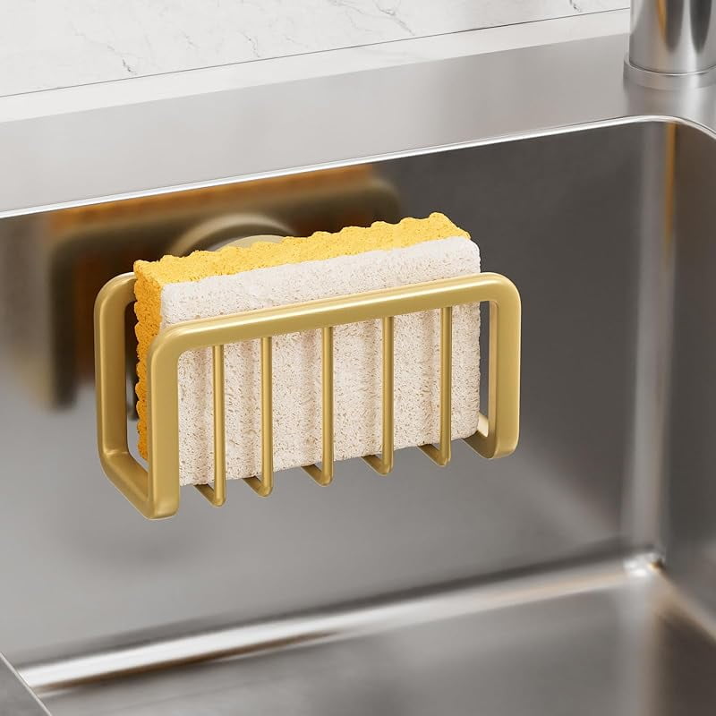 Sponge Holder for Kitchen Sink with Strong Suction Cup, Rustproof ...